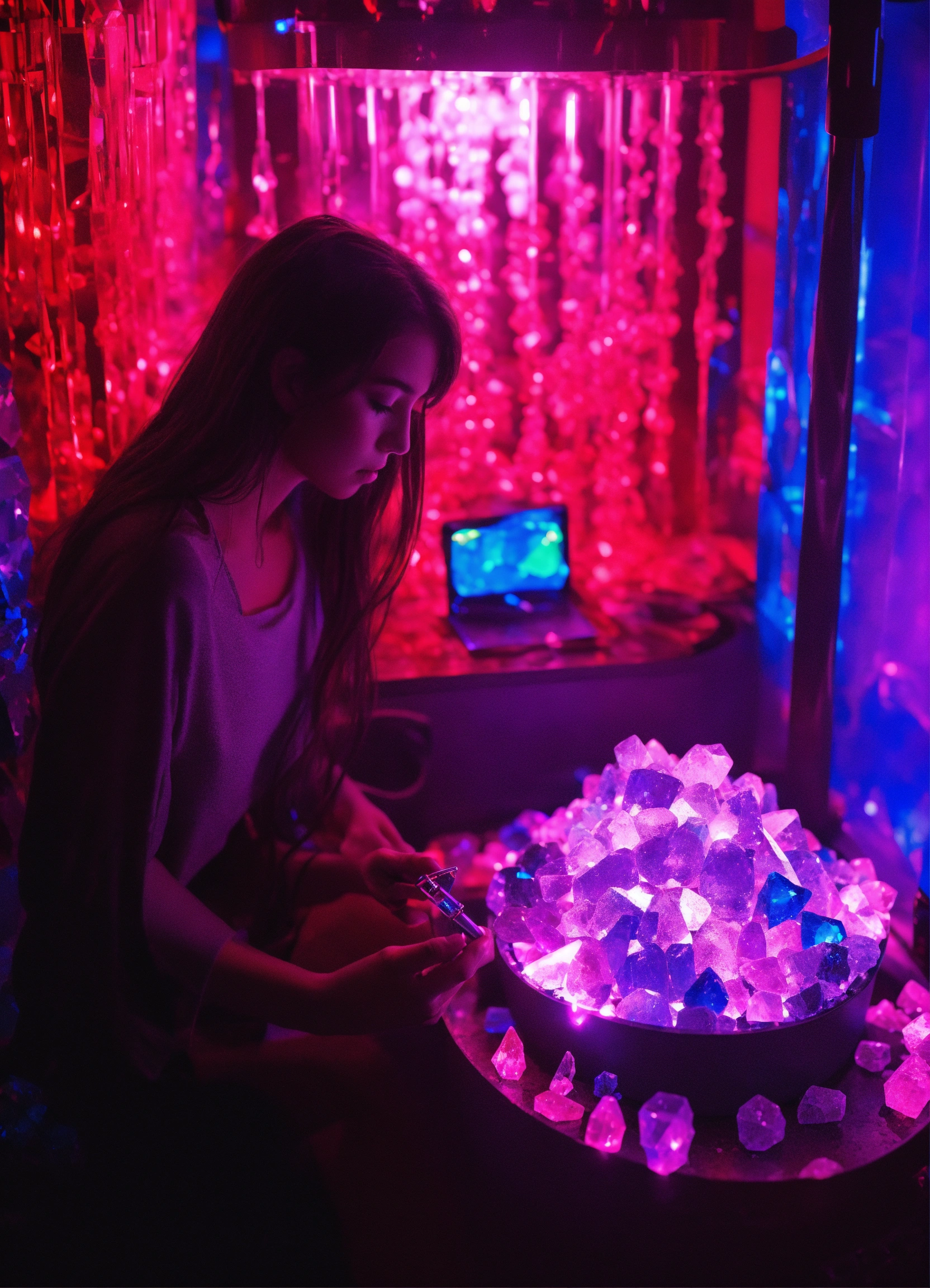Lexica - A sapphire individual consuming crystals in a metal vaporizer ...