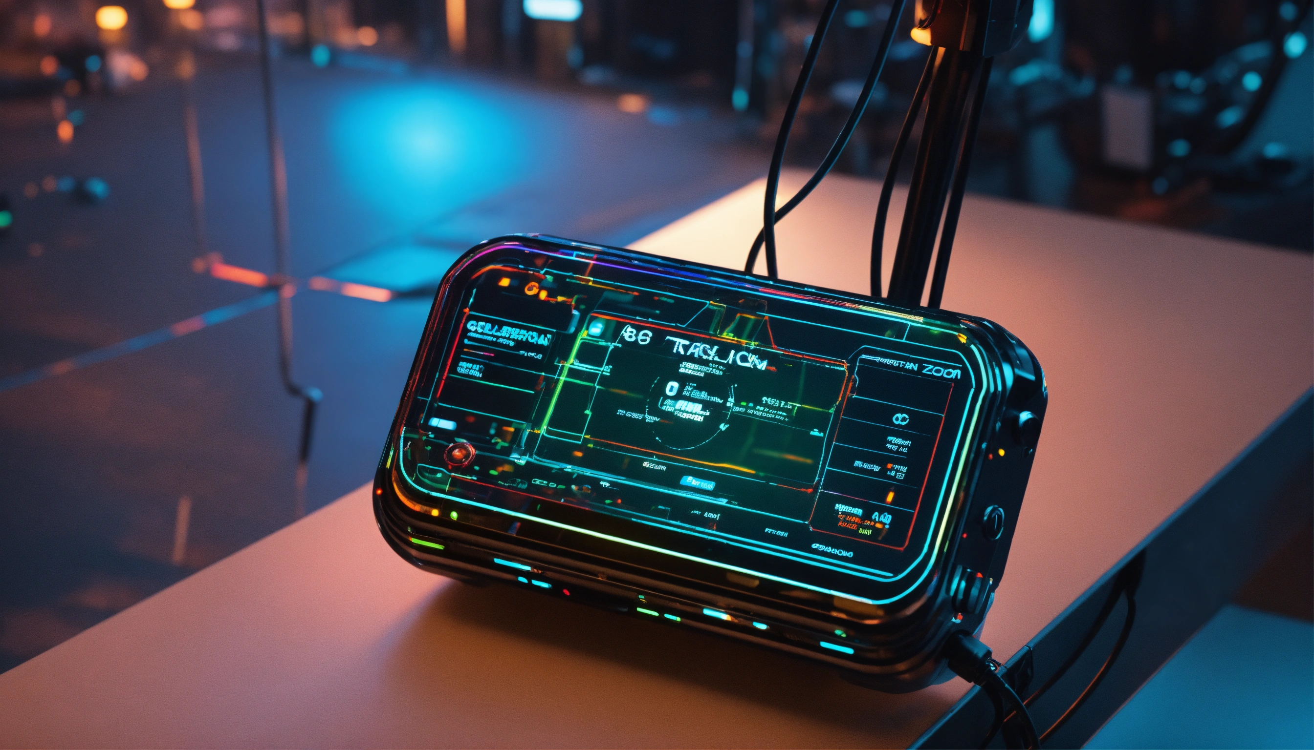 Lexica - Call tracking device, hologram, zoom out, cyberpunk style ...