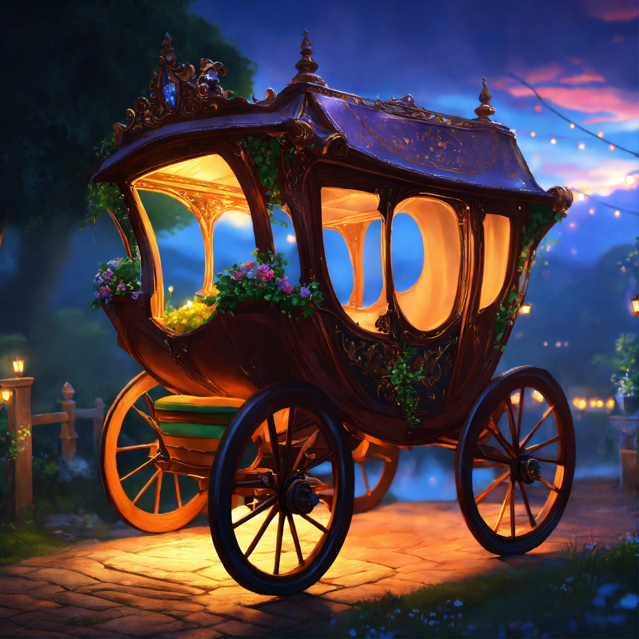 Lexica - Epic shot of a ultra cozy and detailed fairytale carriage ...