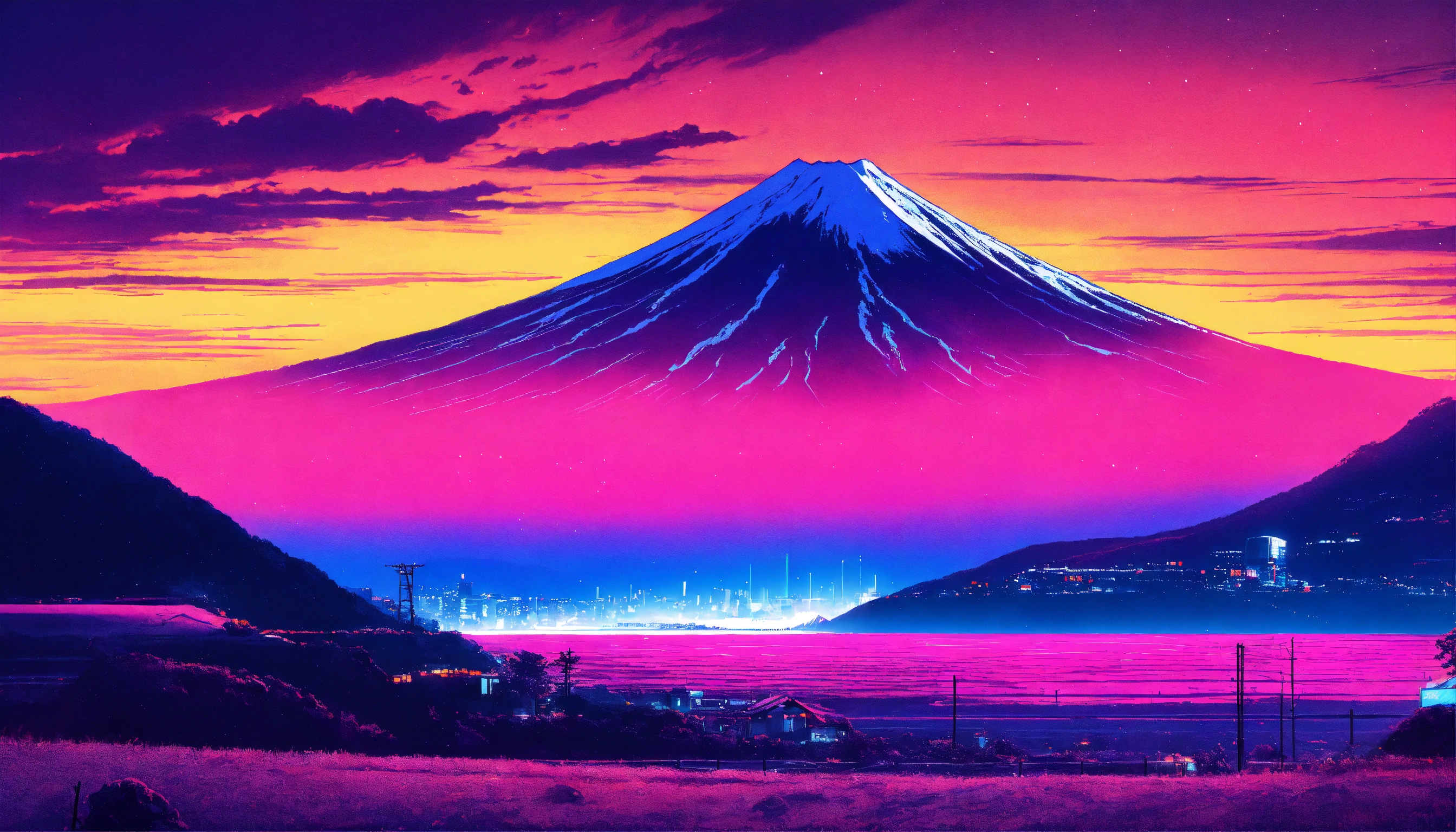 Lexica - Synthwave style snowy fuji yama future