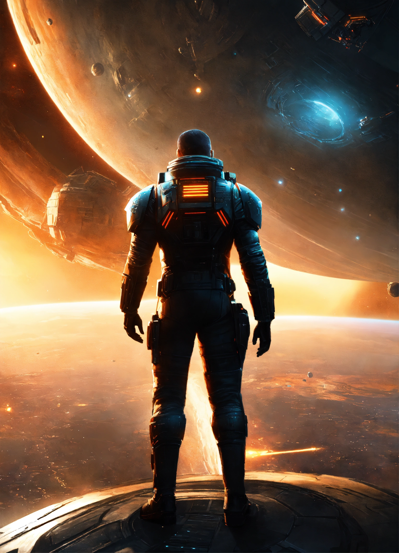 Lexica - Gerorge cloney like veteran hero scifi space captain, front ...