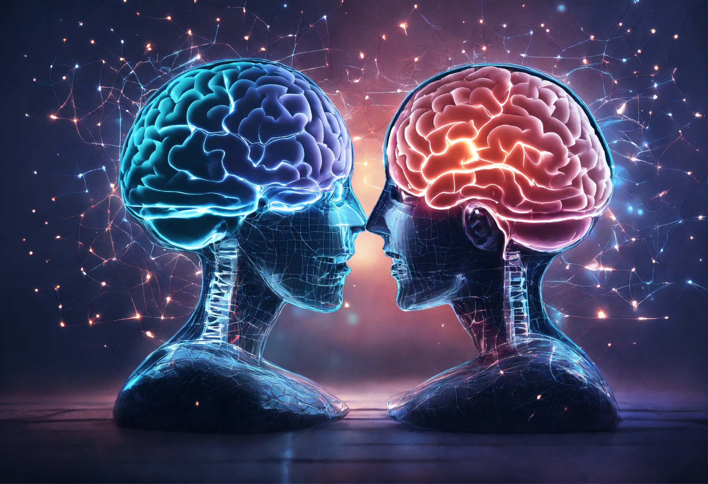 Lexica - 2 brain outlines, a pair of communicating minds.