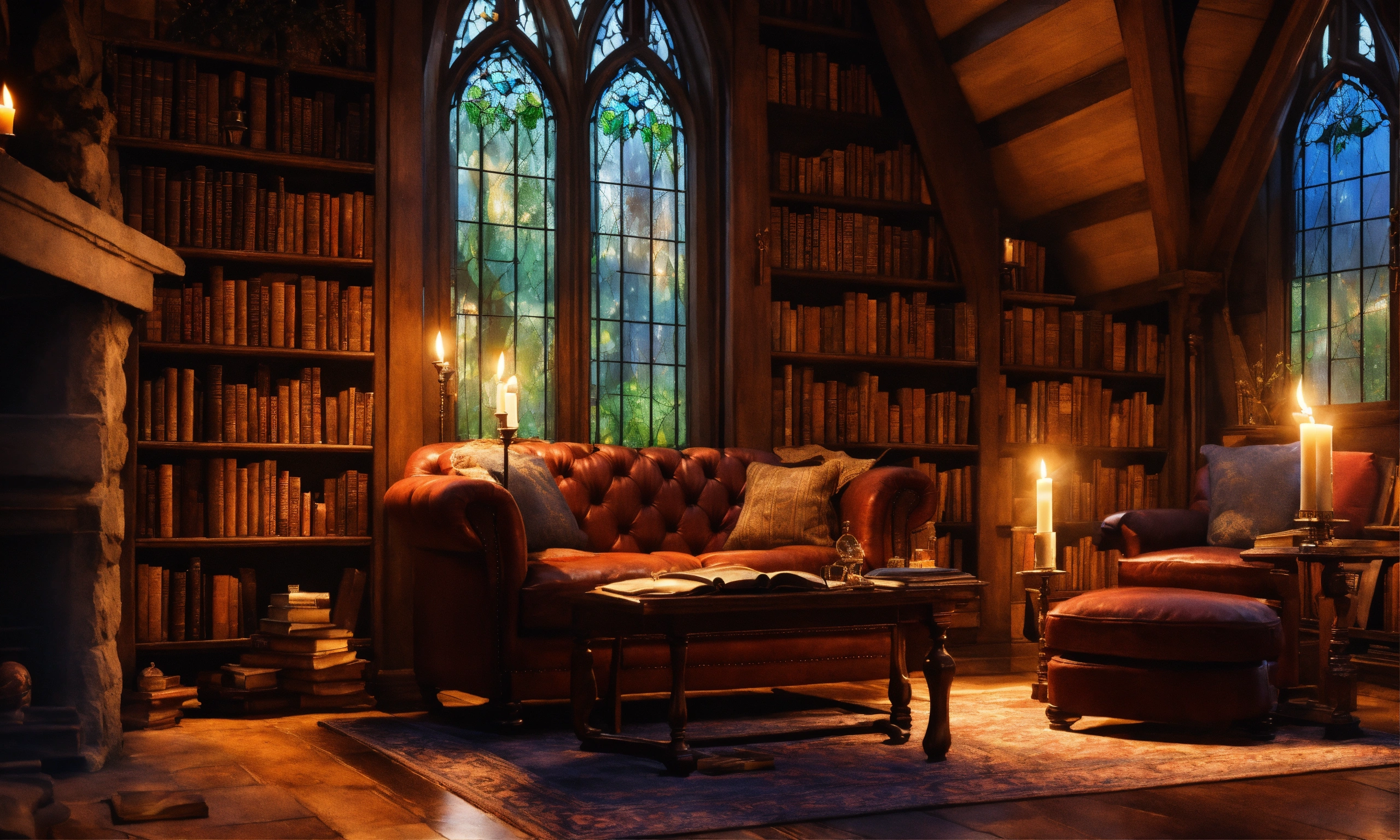 Lexica - Epic shot of very cozy ultra detailed library like from Harry ...