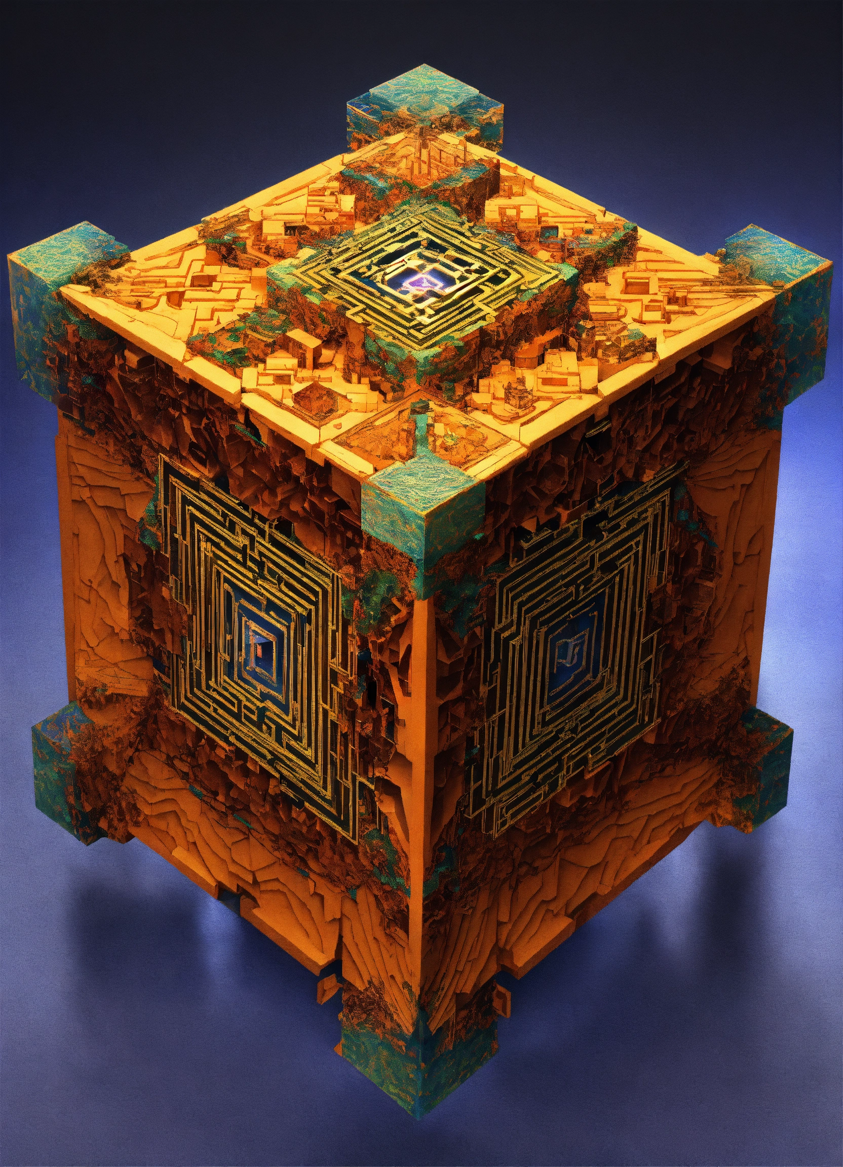 Lexica - Taoist monk tesseract body fractal three point perspective ...