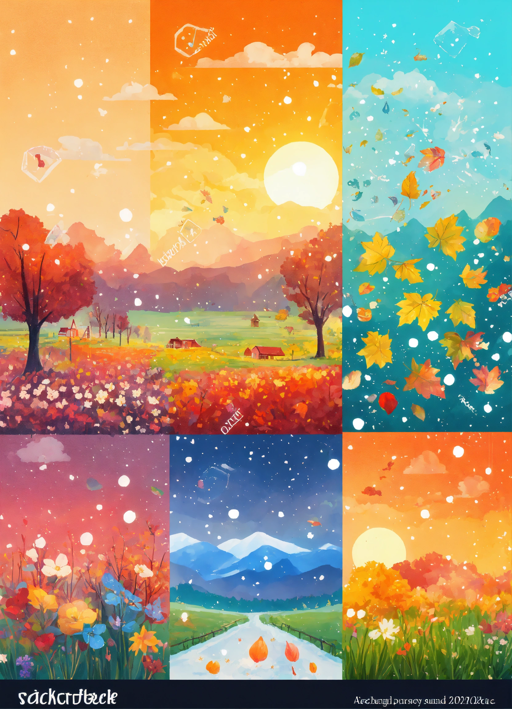 Lexica - Colorful and bright illustration of Seasons of the Year as ...