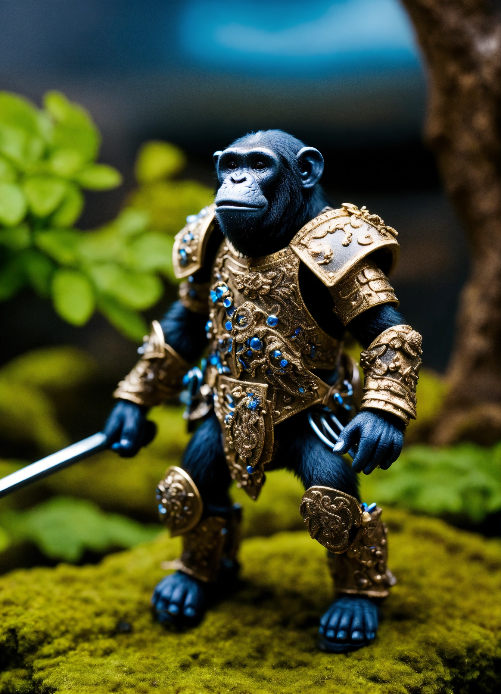 Lexica - Tabletop Miniature, chimpanzee wearing armor , best quality ...
