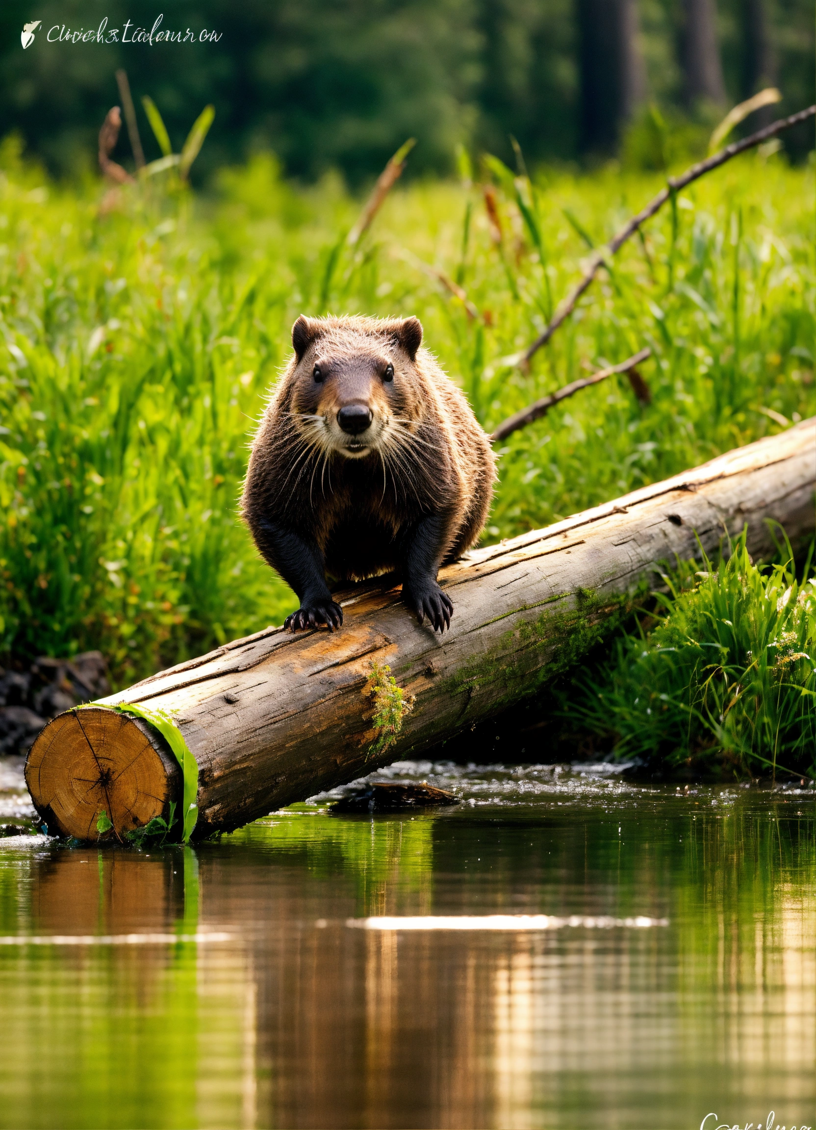Lexica - A beaver carrying a long log