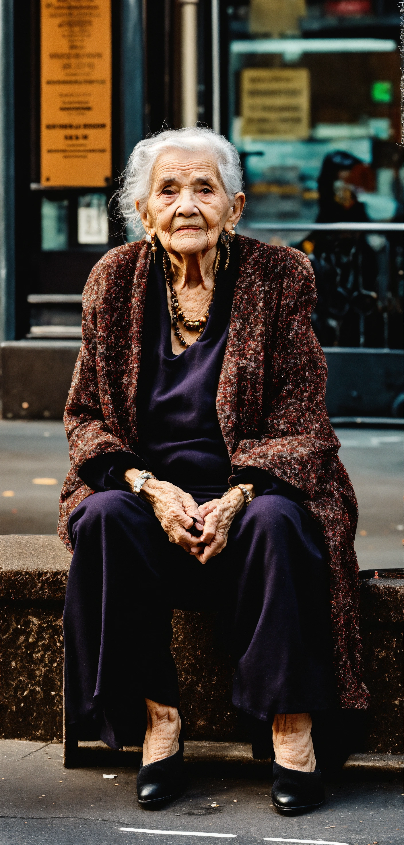 Lexica - A wise old woman captured in the streets of new york city