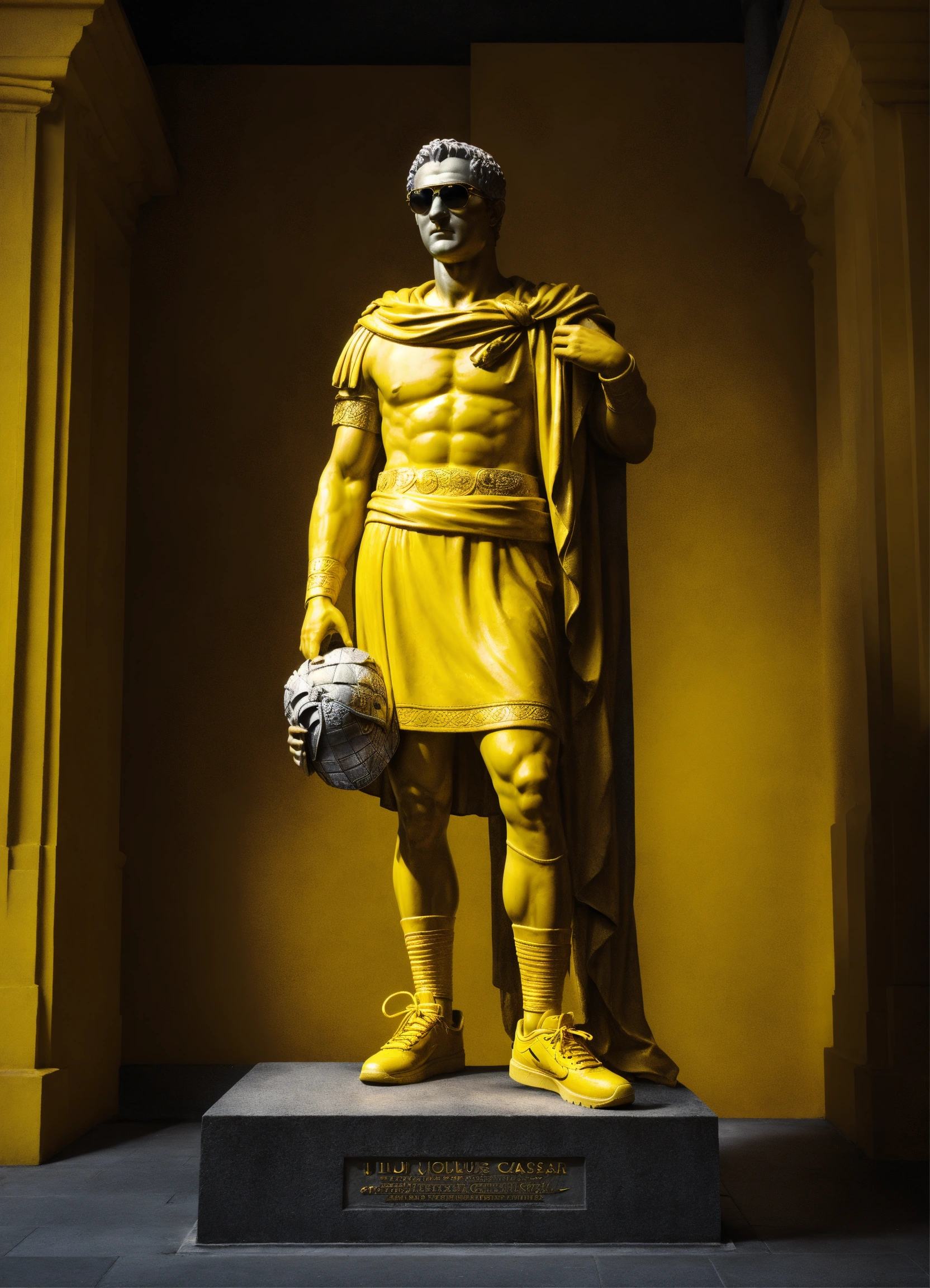 Lexica - Statue of Julius Caesar in glorious pose with yellow clothing ...