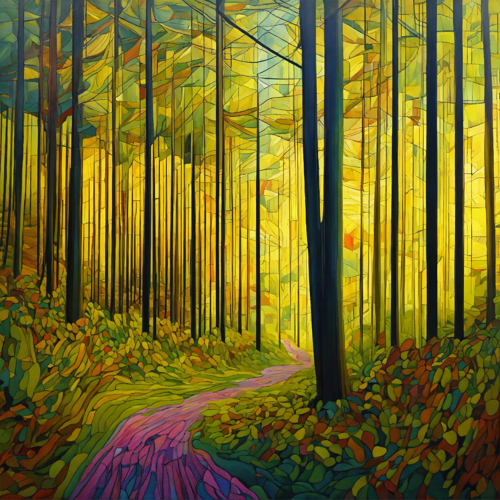 Lexica - Forest, oil painting, recursive art, line art, in style ...