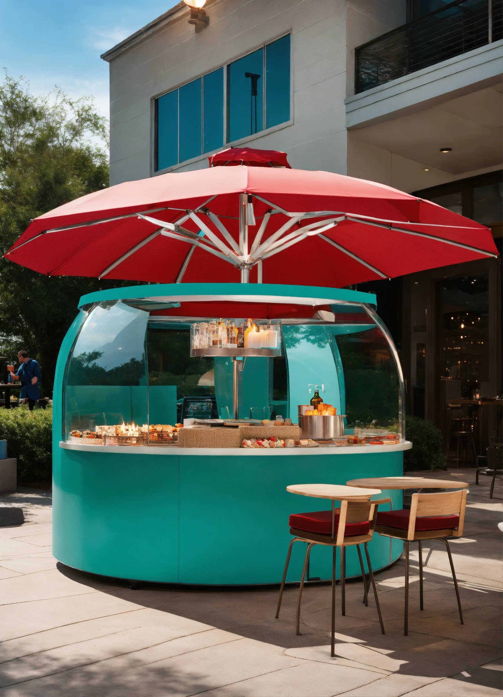Lexica - Elegant teal glass igloo booth to sell smores outside a ...