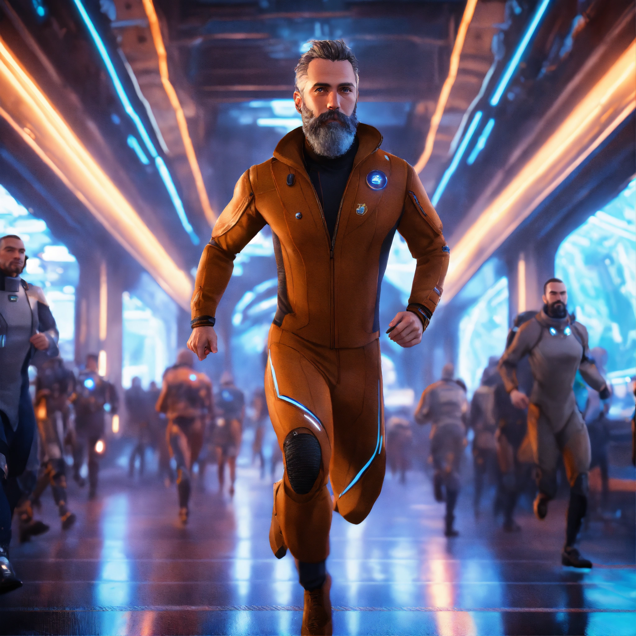 Lexica - 45 year old masculine man with trim beard in futuristic ...