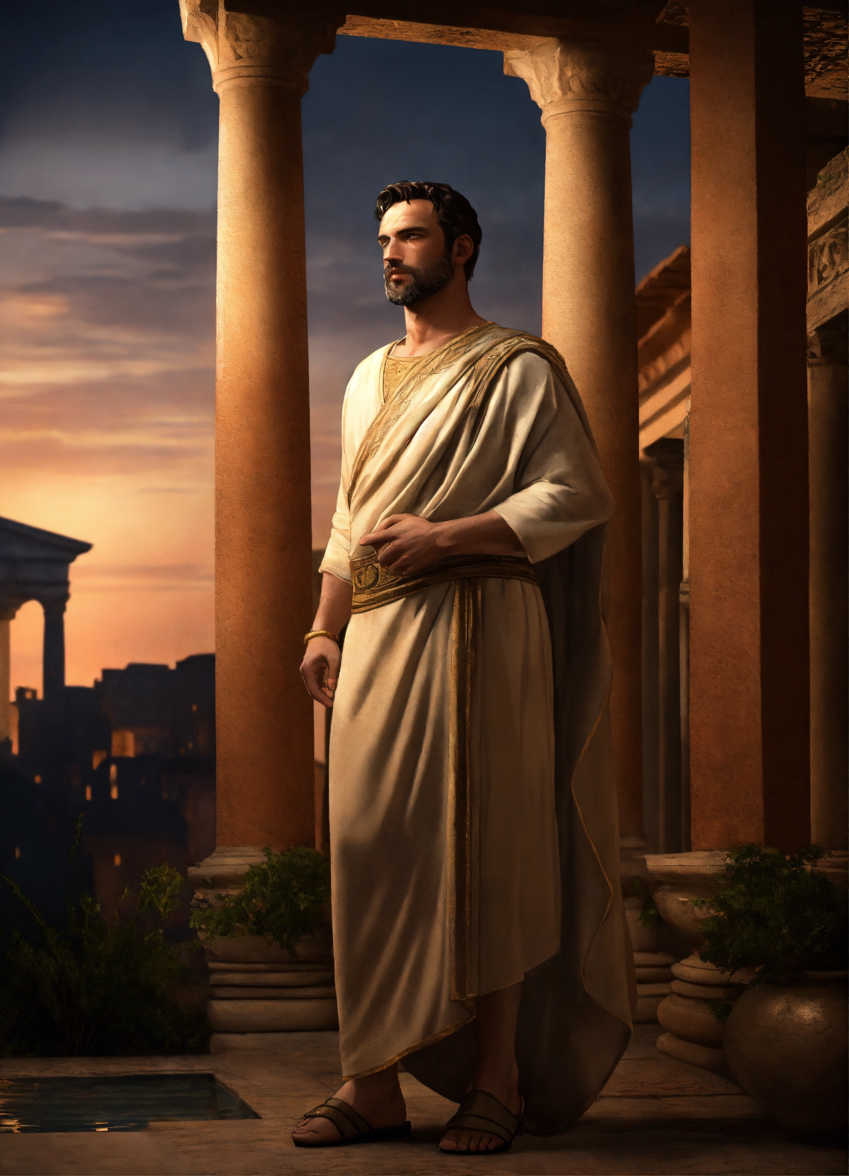 Lexica - A rich roman man wearing a light-colored tunic, smart, solemn ...