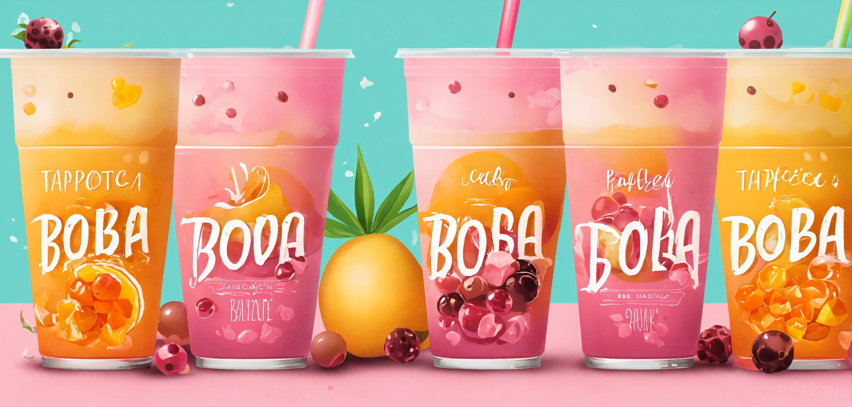 Lexica - Boba tea title, text, vector, illustration, typography ...