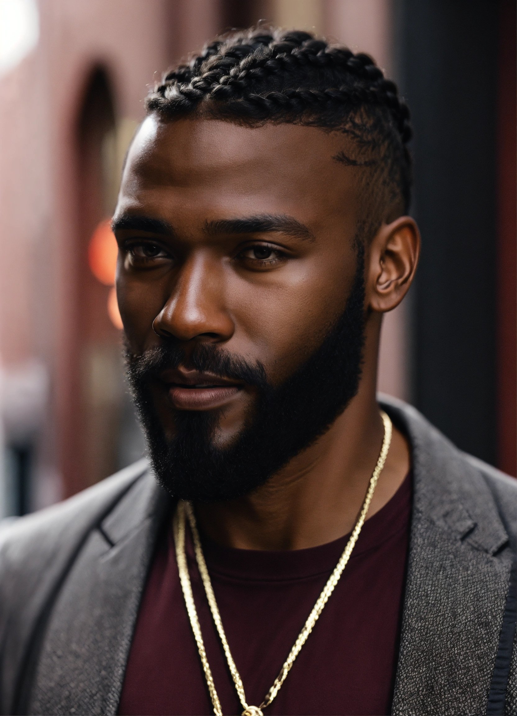 Lexica - Dark-skin Black man in his late 30s Broad muscular build Well ...