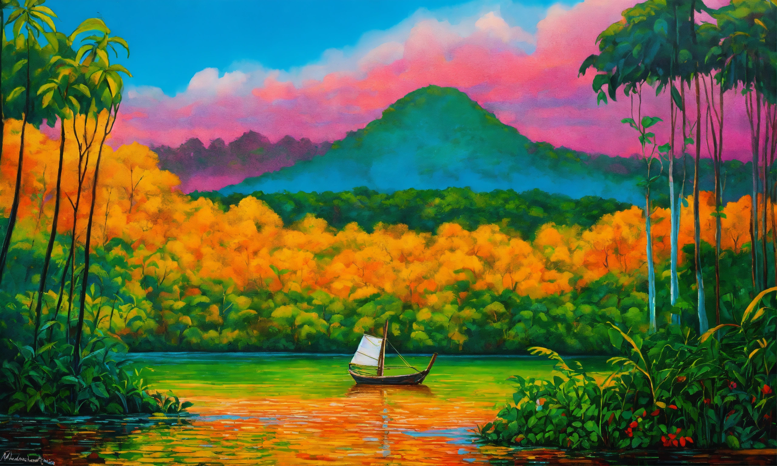 Lexica - The Amazon Rainforest, Brazil, colorful painting in the style ...
