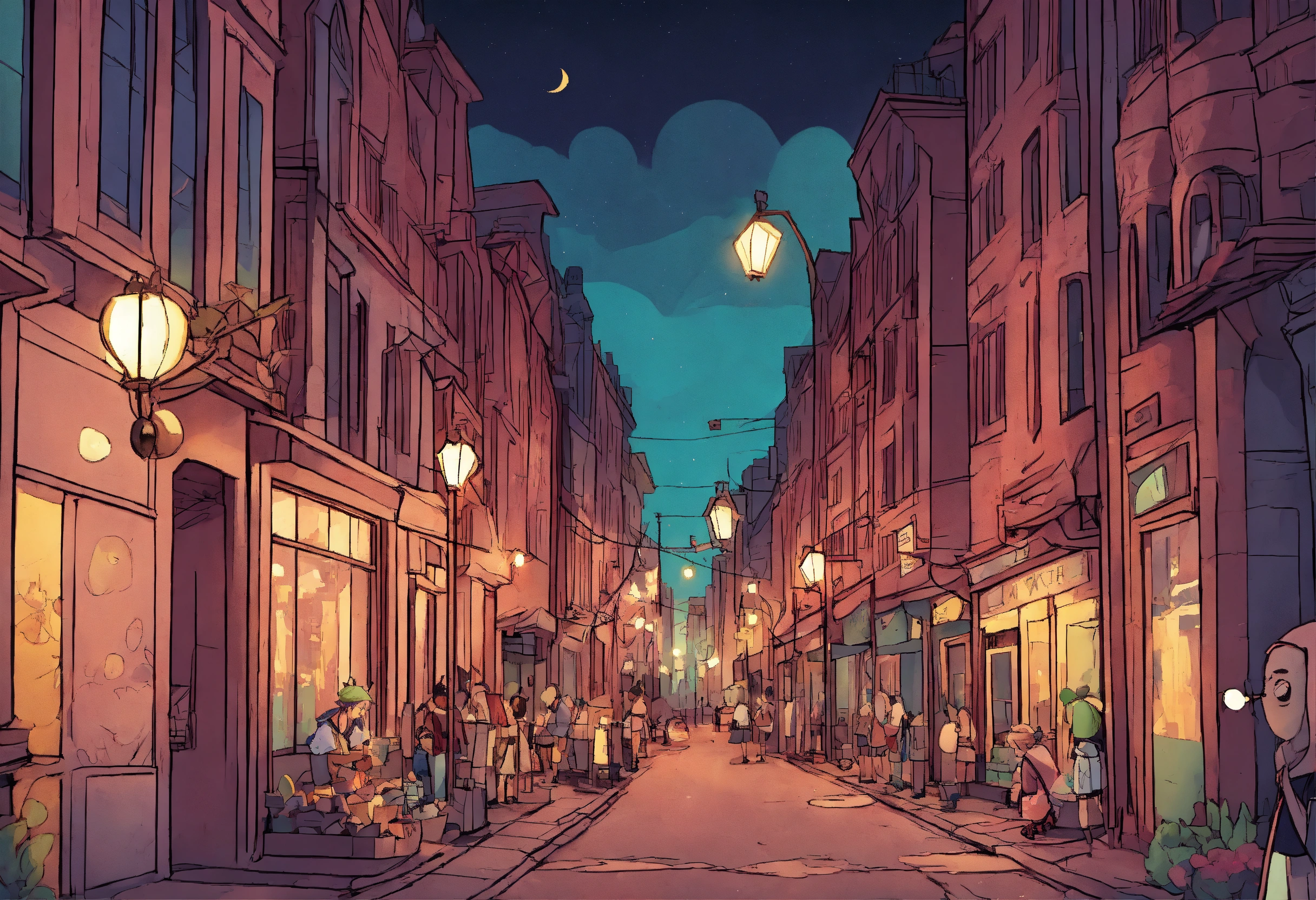 Lexica - Cartoon fairy taie style image sad city dwellers on the street ...
