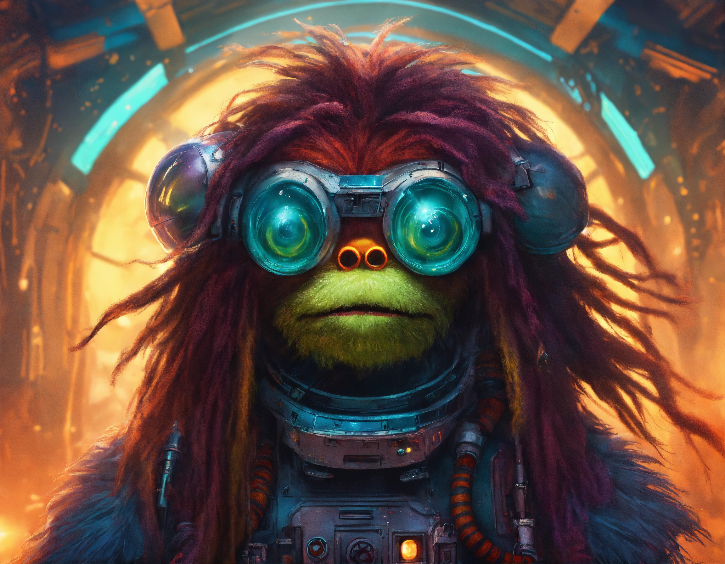 Lexica - Wild funky fuzzy monster with long hair and stylish space ...