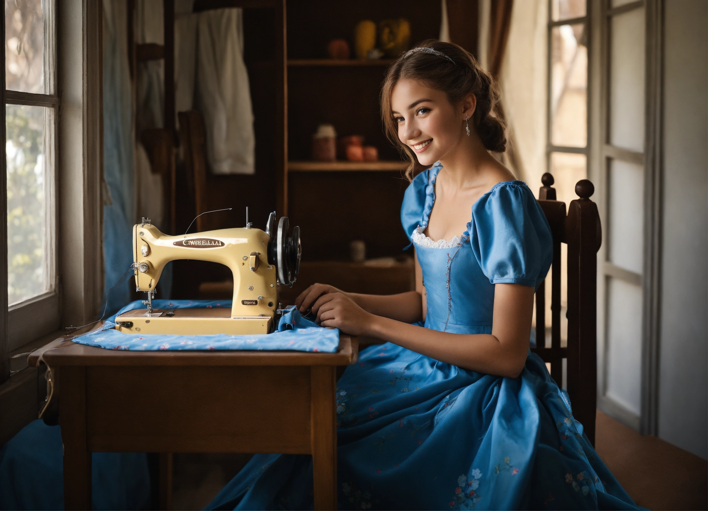 Lexica - Cinderella 18 years old in the porão , sitting on a chair near ...