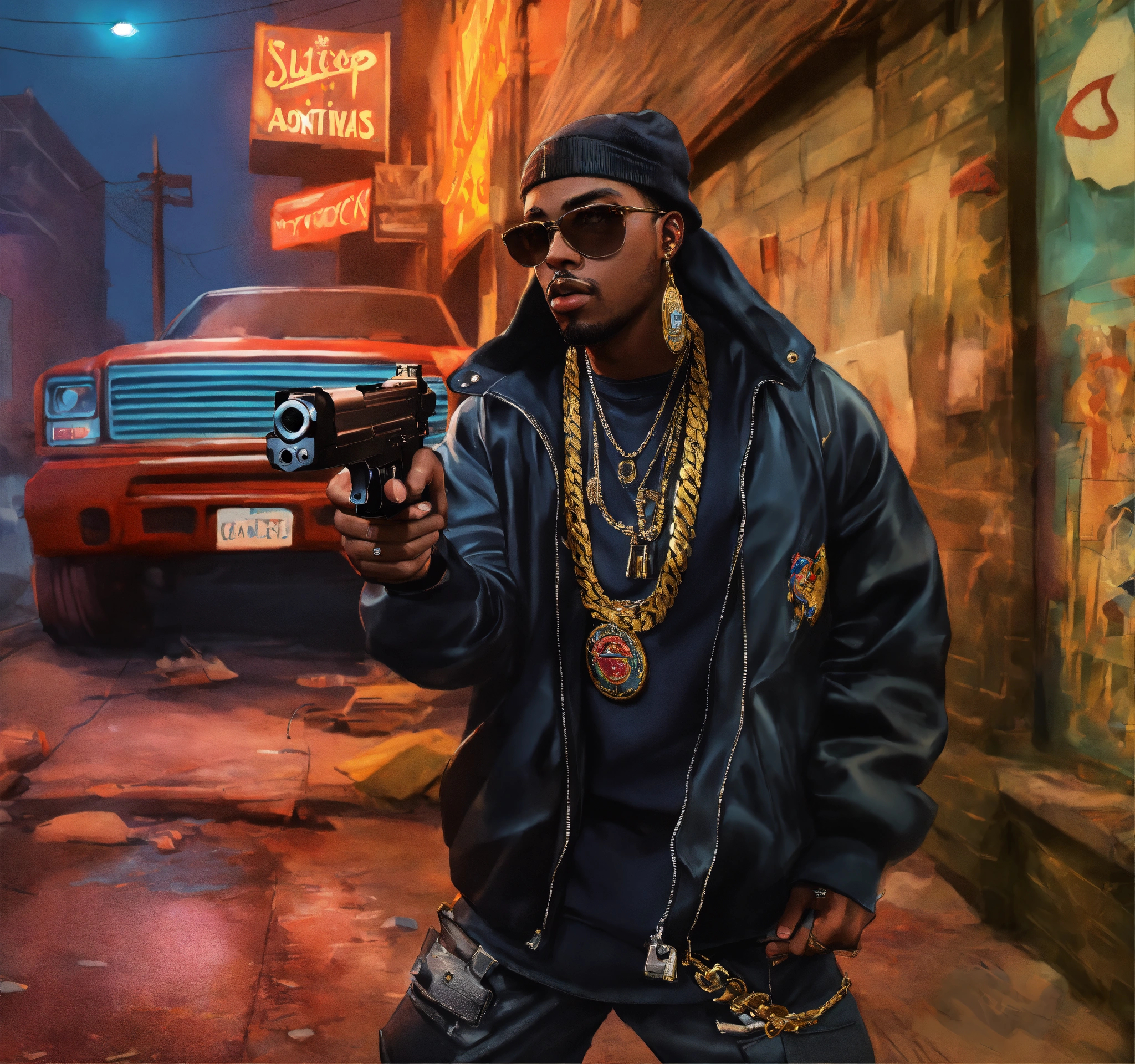 Lexica - Pop art, hyperrealist full body portrait of black rapper "King ...