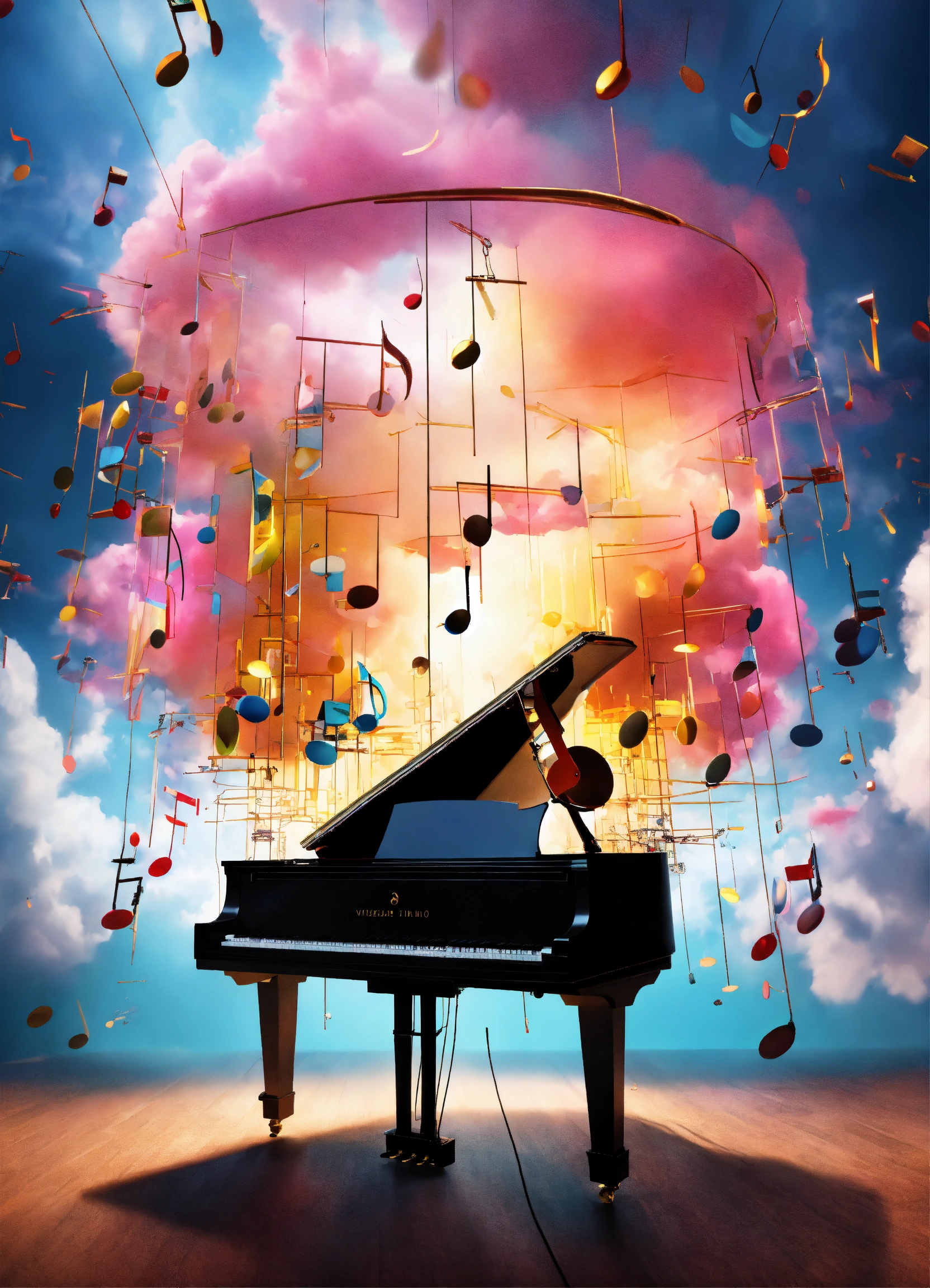 Lexica - A microphone fused into a floating piano surrounded by ...