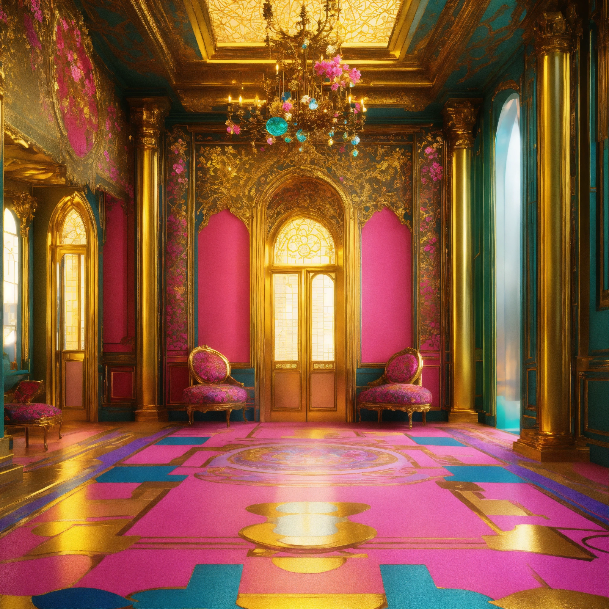 Lexica - Futuristic beautiful French mansion interior glamorous ...