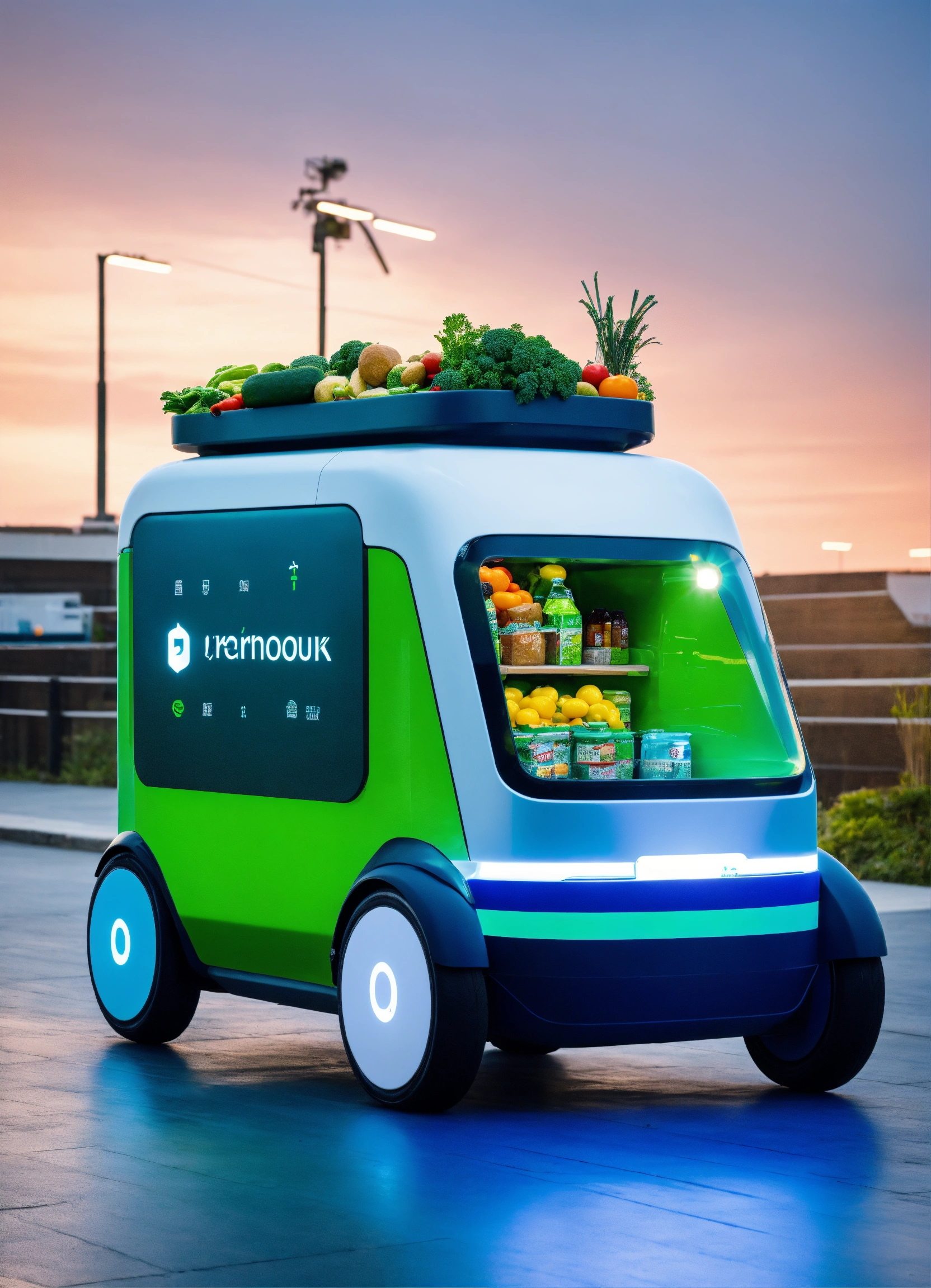 Lexica - Autonomous Grocery delivery vehicle , has milk, bread, soft ...
