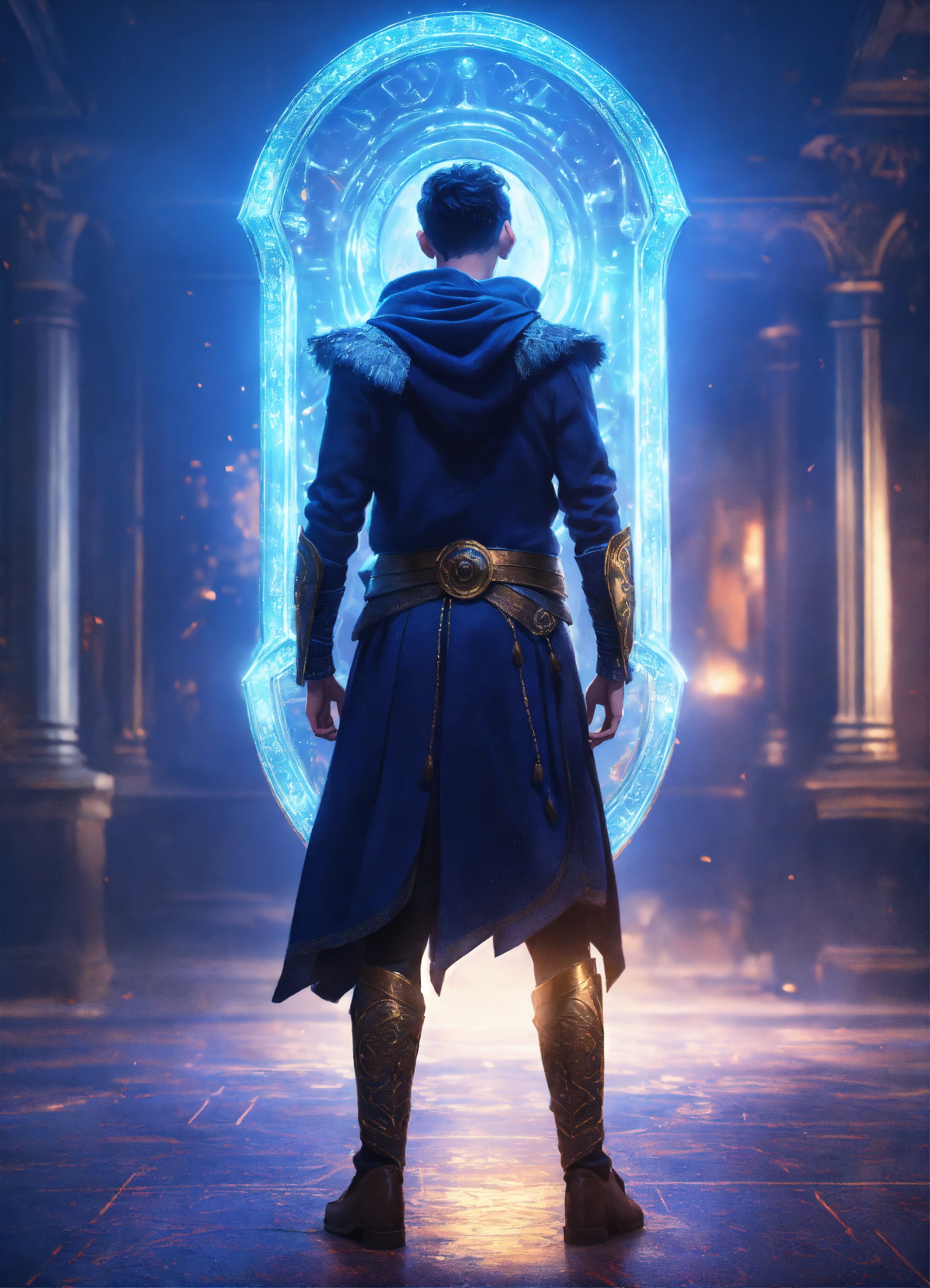 Lexica - A realistic full body portrait of a young male mystic, indigo ...