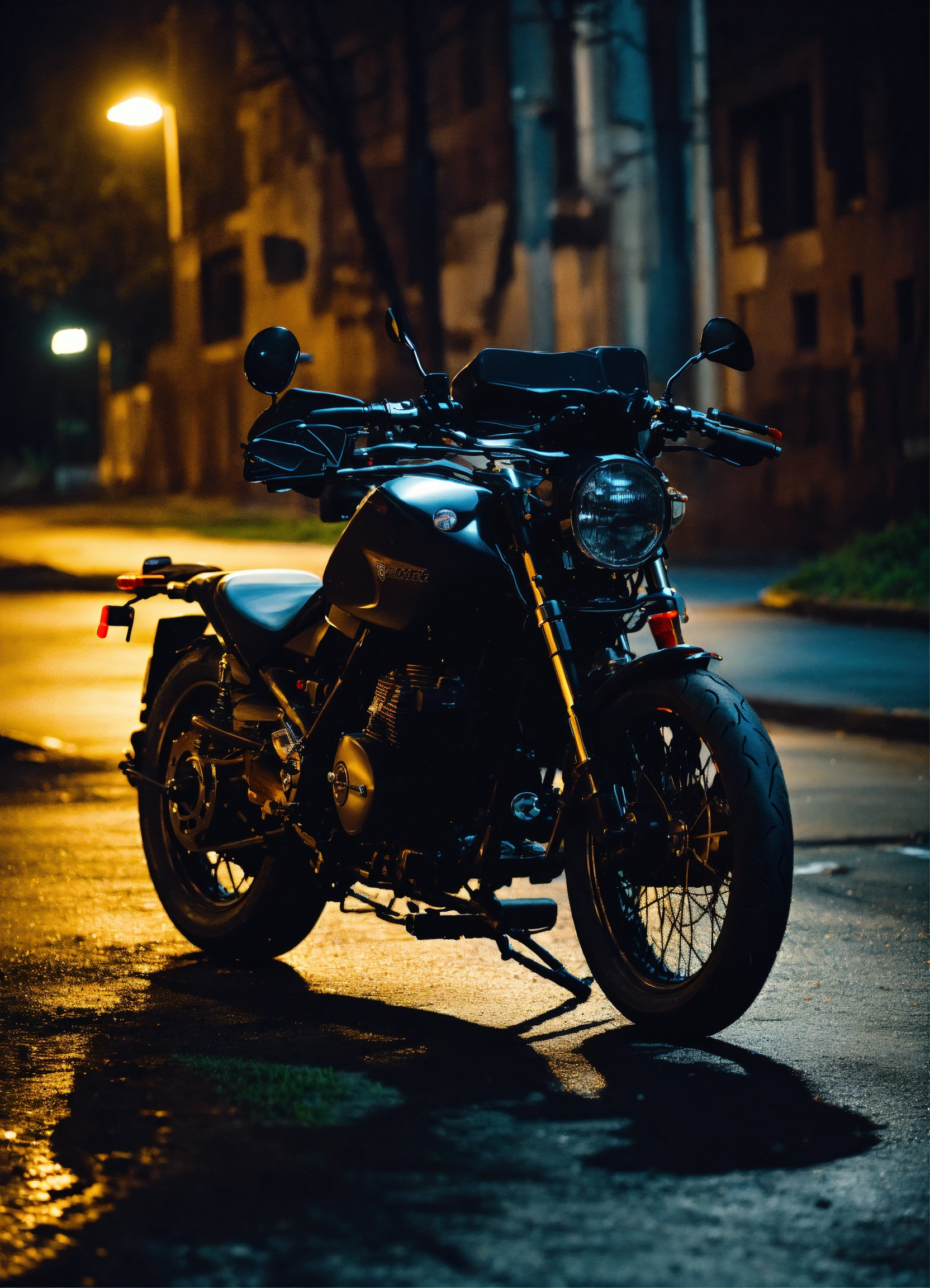 Lexica - Pulling up motorcycle which fallen on ground in pitch-black ...