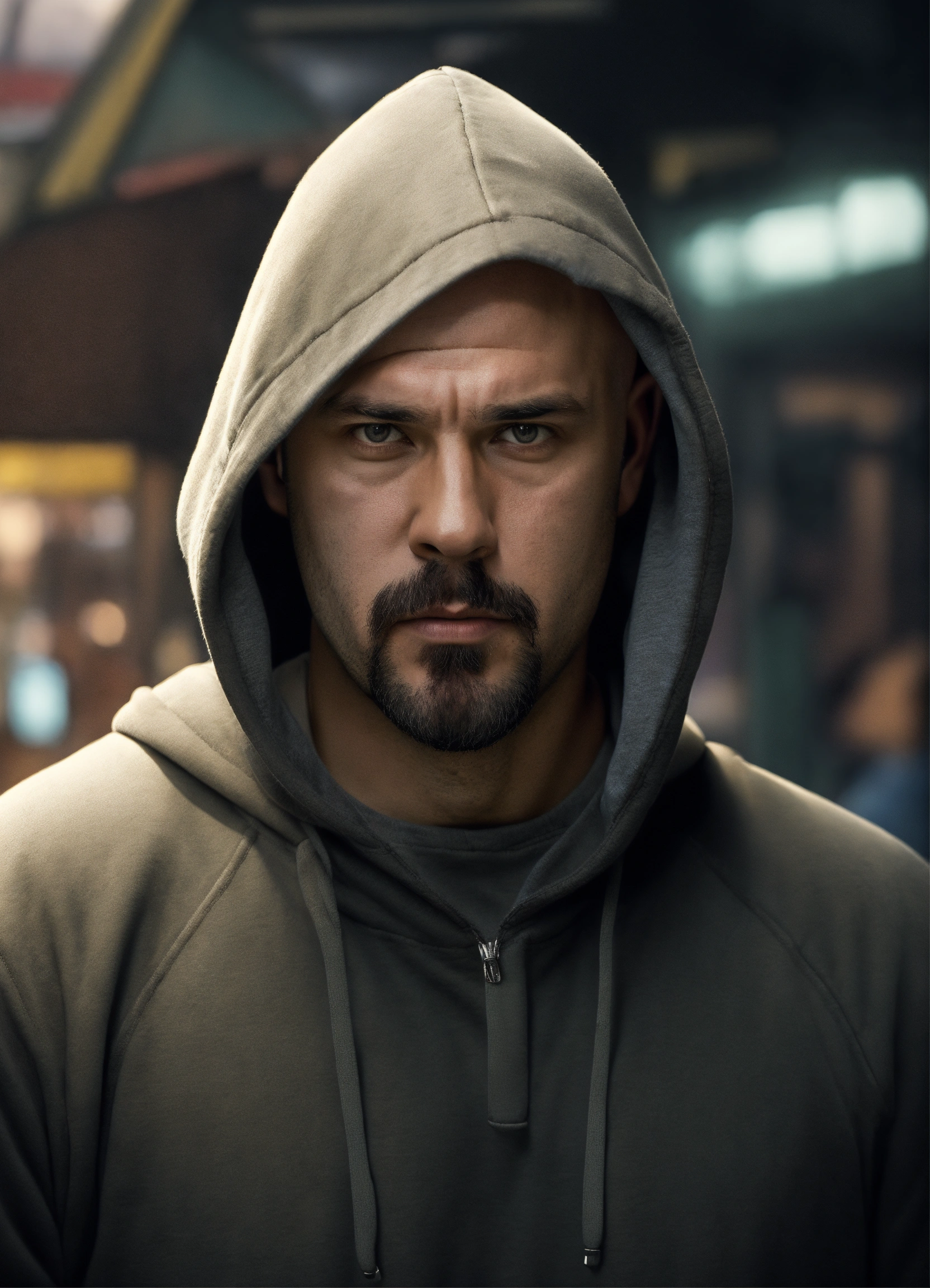 Lexica - A HUGE BALD MAN WITH A GOATEE, EXTENDED PROTRUDING BROW ...