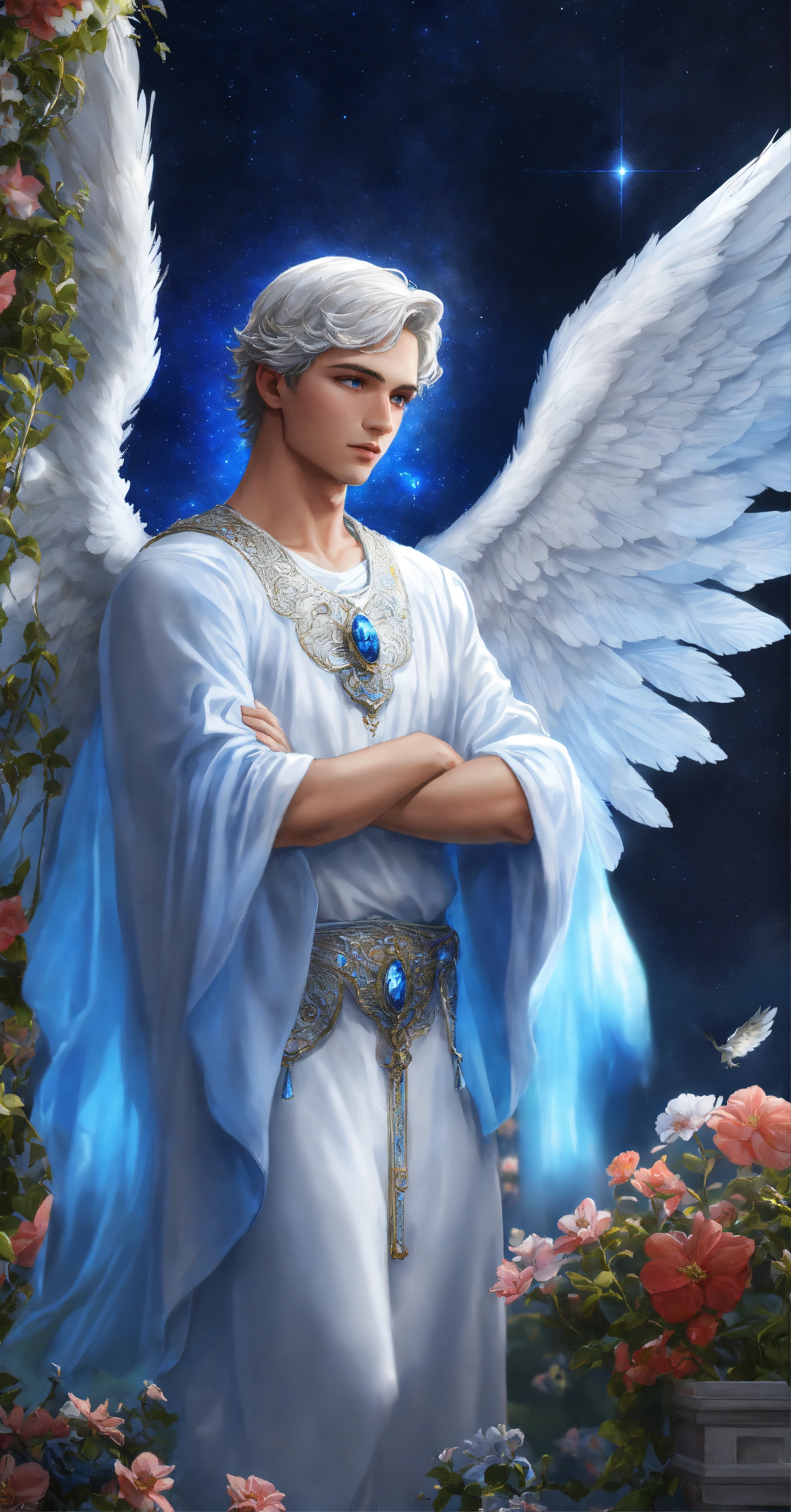 Lexica - 2 male guardian angels with detailed and luminous blue angel ...