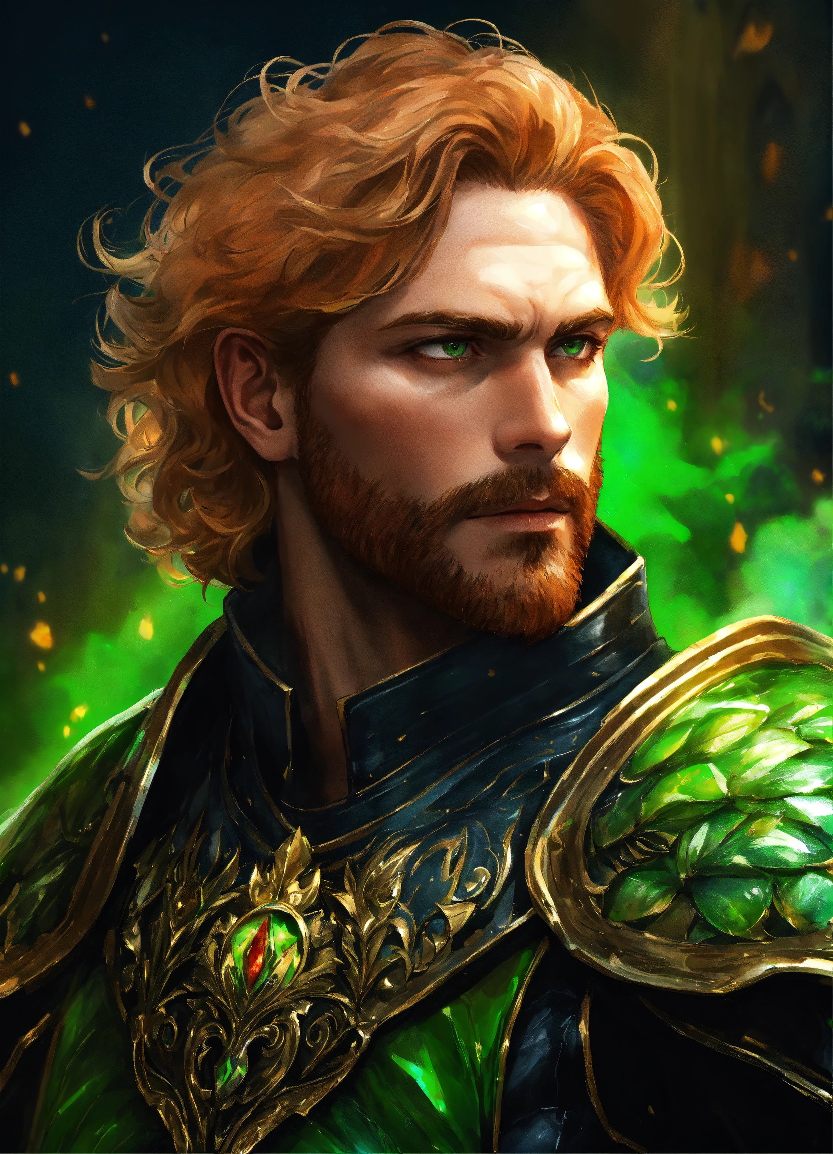 Lexica - The King of Hell. Male with a rounded jawline, bright green ...