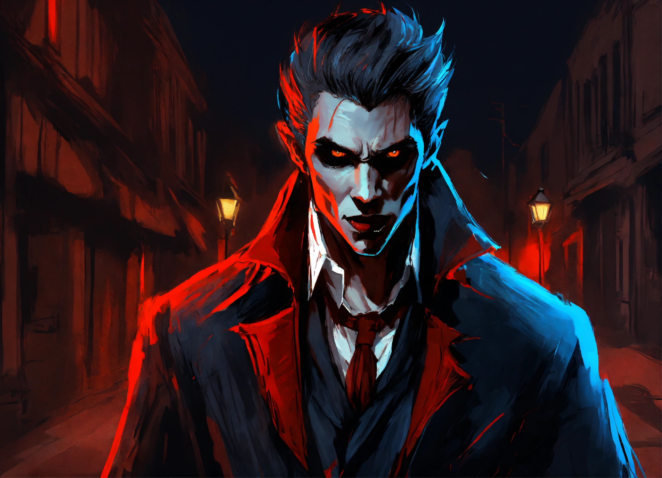 Lexica - Vampire walking in the street. Sketch style.