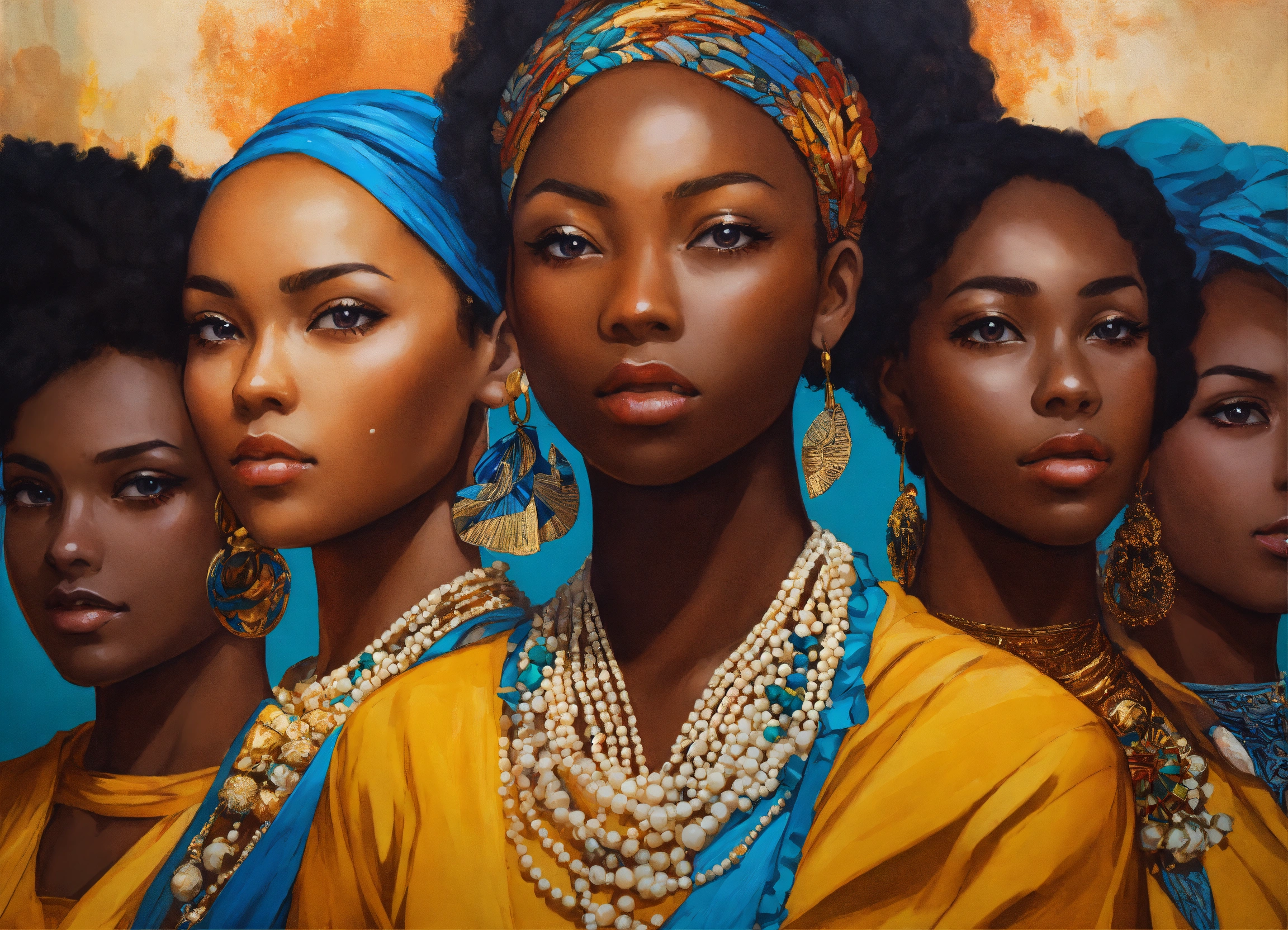 Lexica - Create a portrait with a group of Afrocentric women using this ...