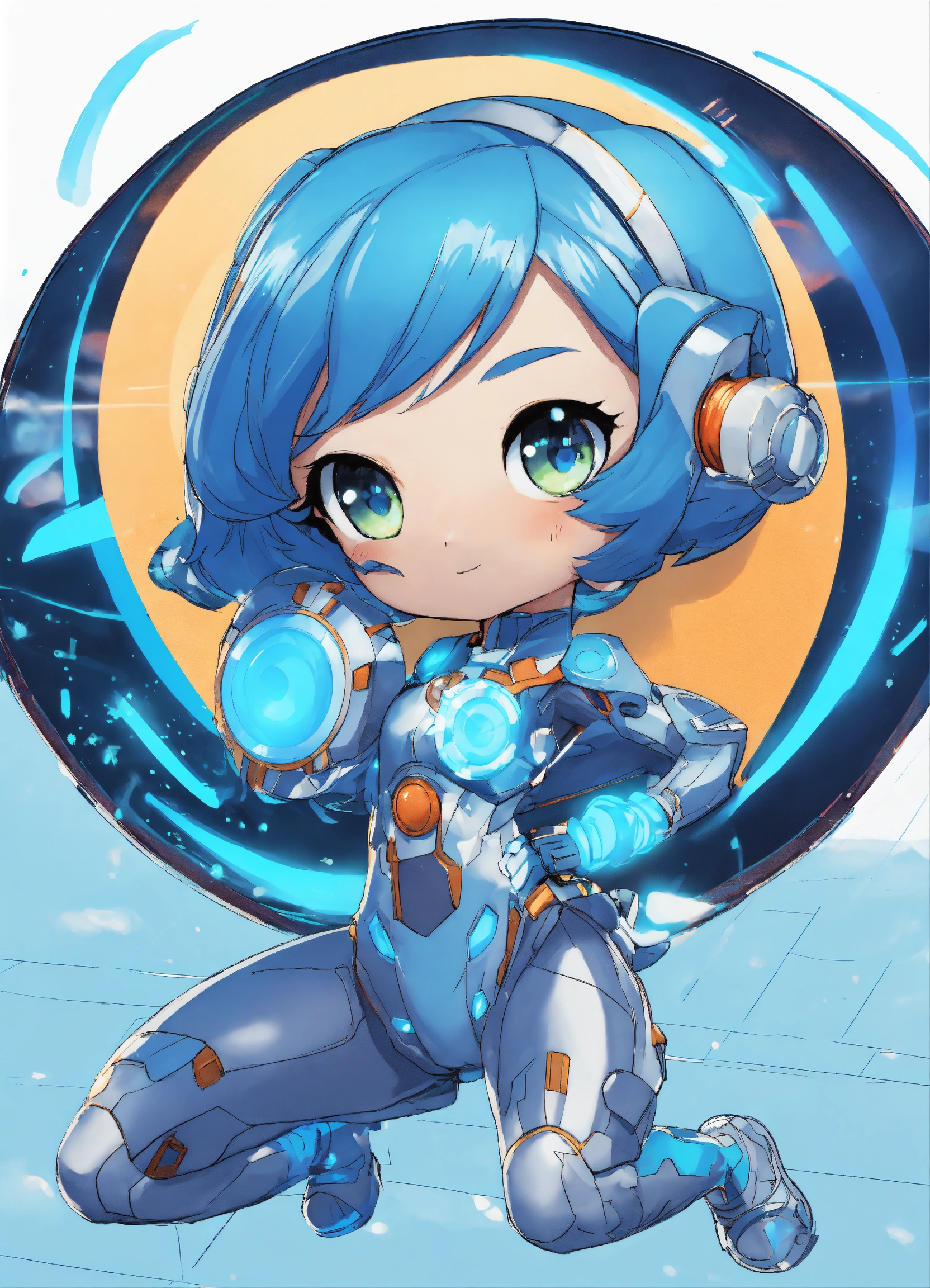Lexica - 90s anime chibi kawaii Tron woman blue holding a disc, full ...