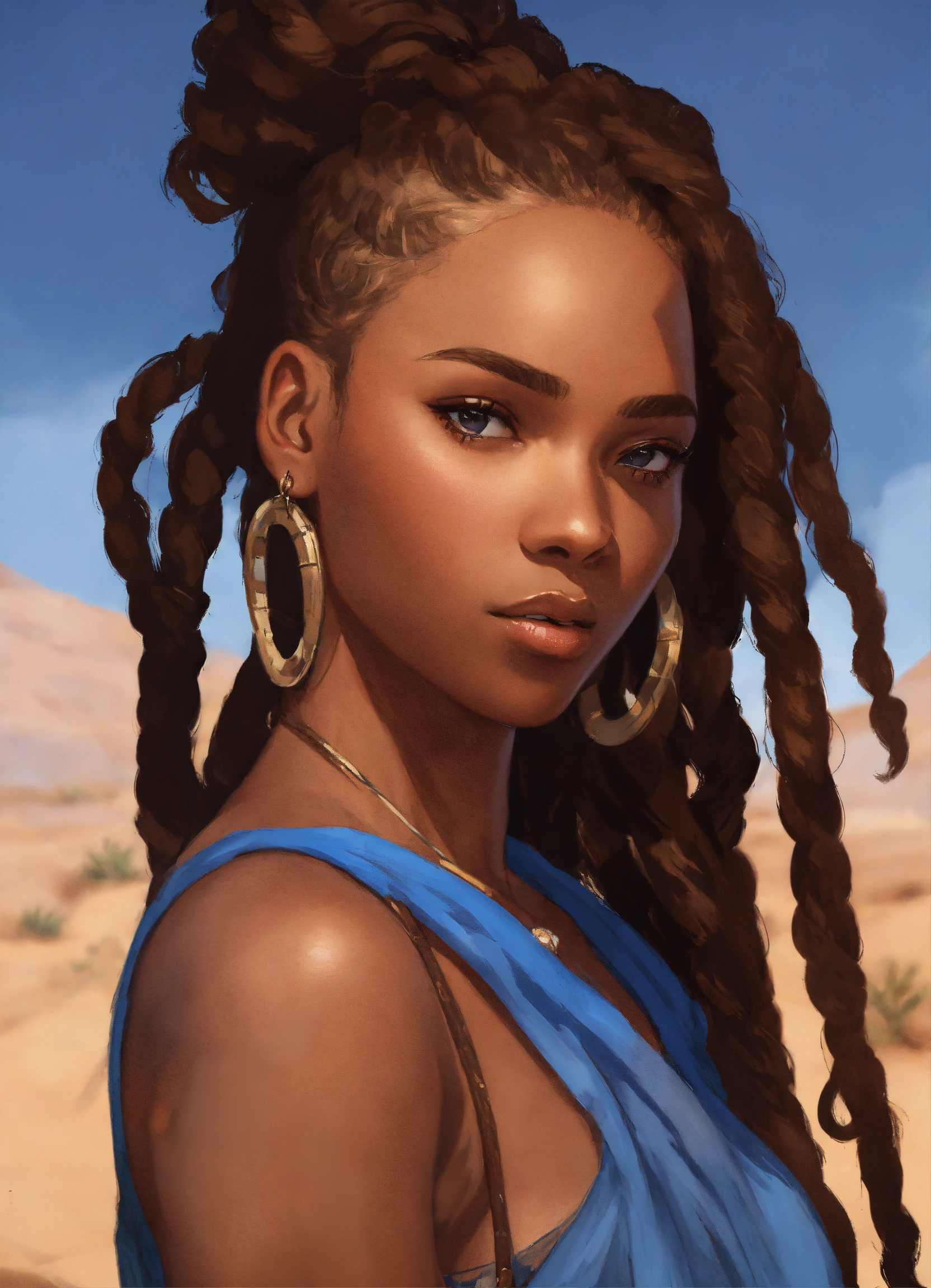 Lexica - Portrait of light skin black woman, age 20, dark brown hair ...