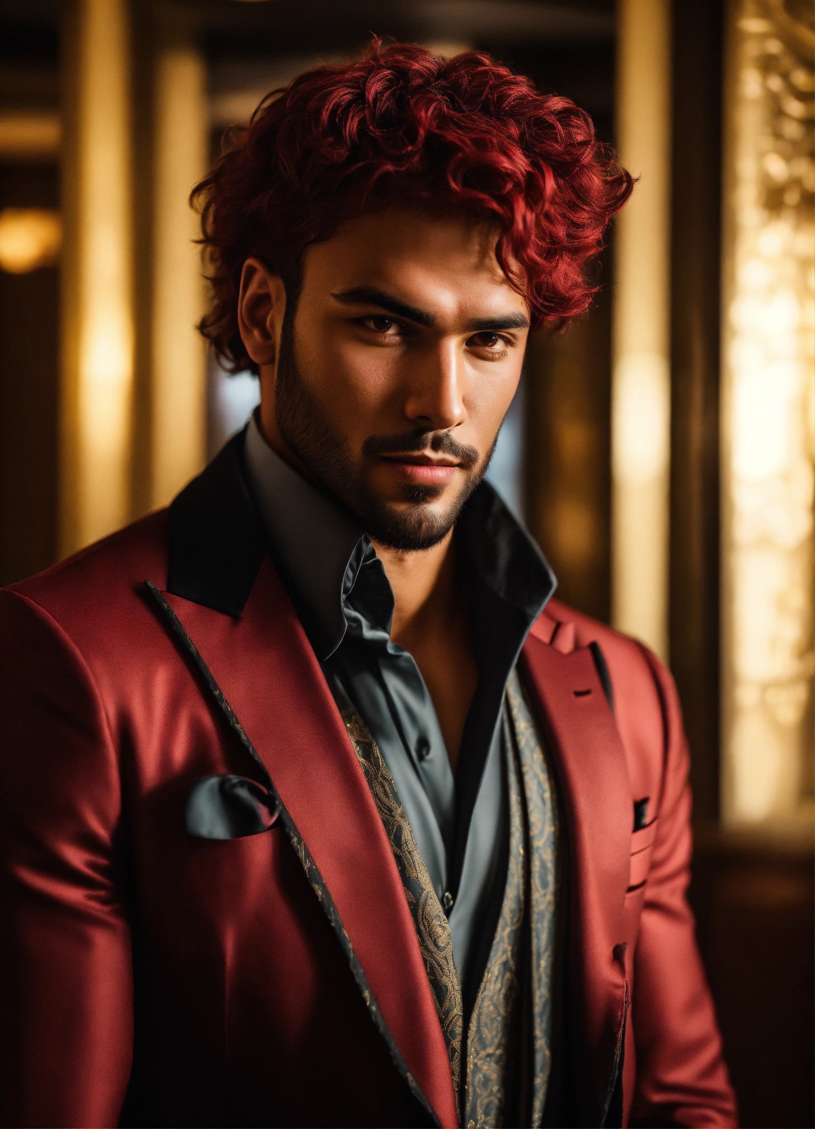 Lexica - Handsome human-looking alien male. With red skin. Arab ...