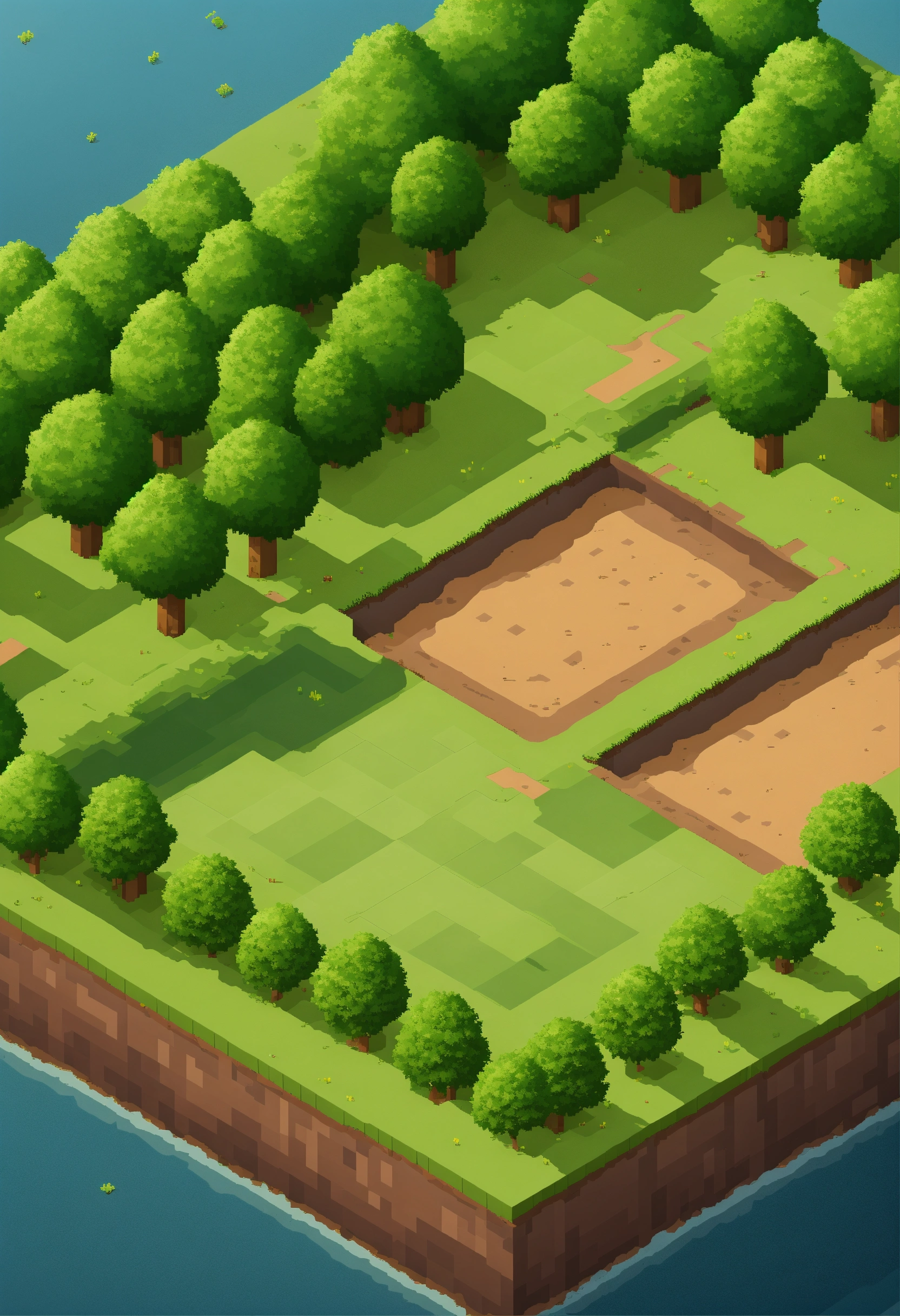 Lexica - Simple pixel 2d flat empty plain dirt grassy landscape from ...