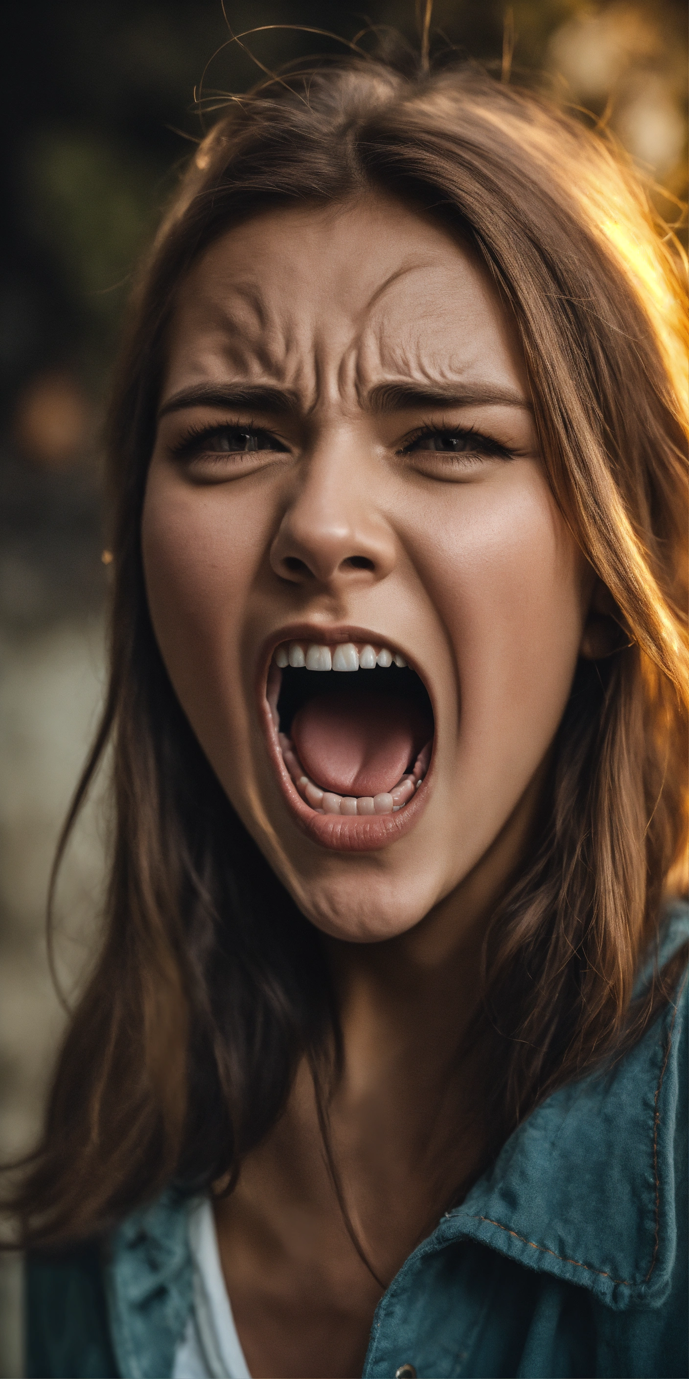 Lexica - A girl about 28 years old screaming with anger. The girl is ...