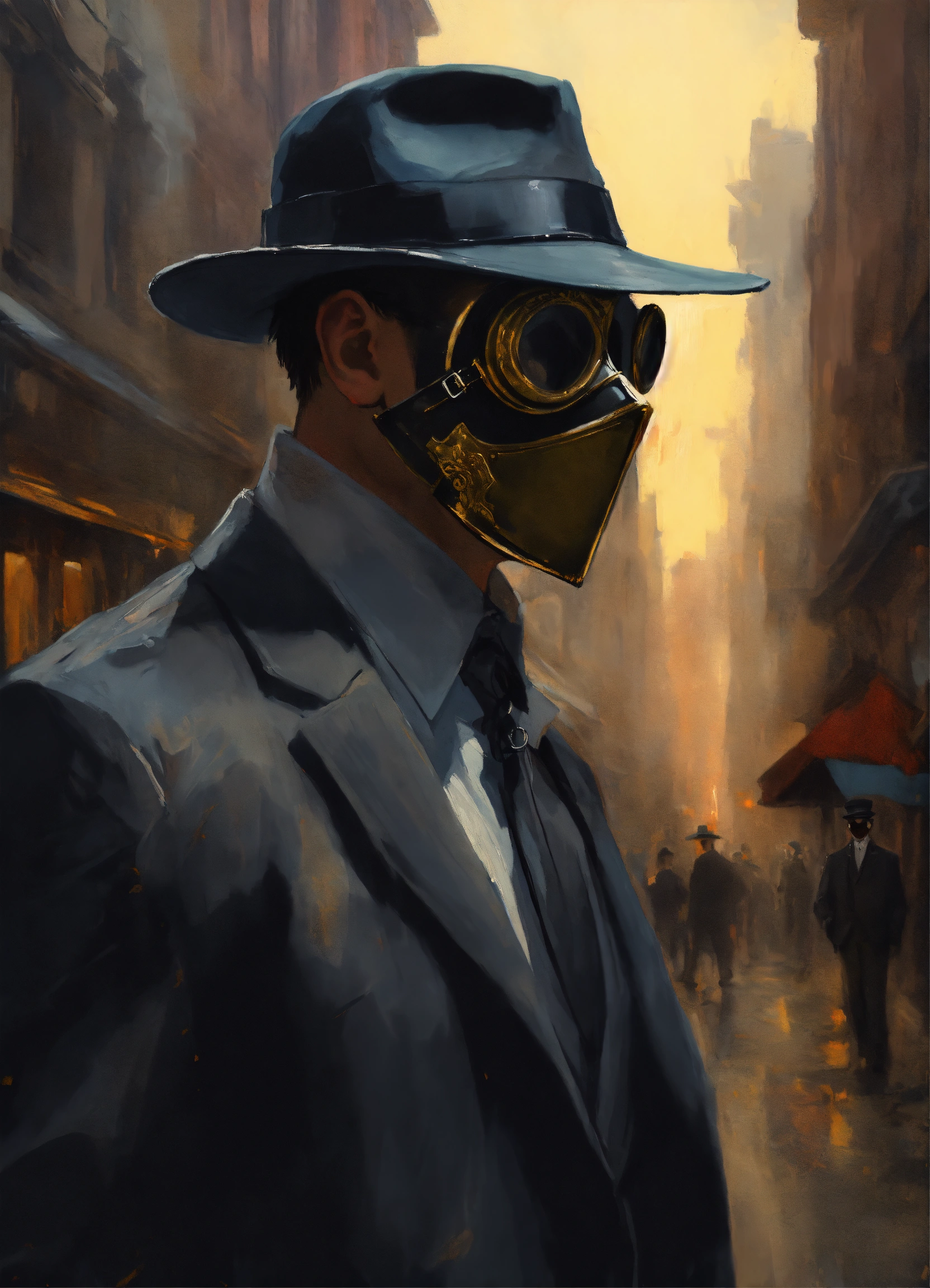 Lexica - Mysterious man hiding behind a plague mask, mafia, mafia hat ...