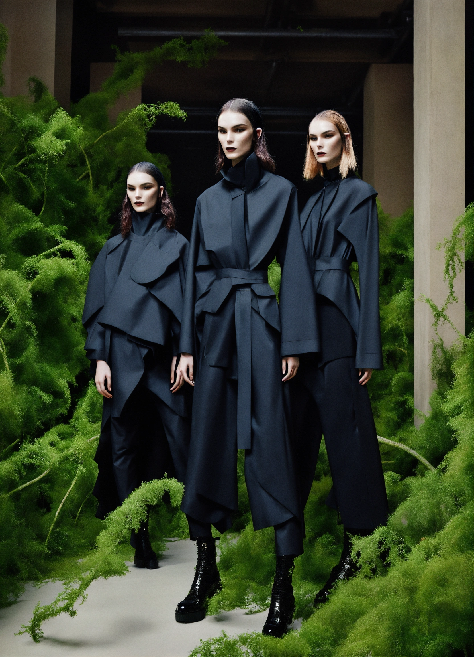 Lexica - Models posing in brutalist style architecture, futuristic ...