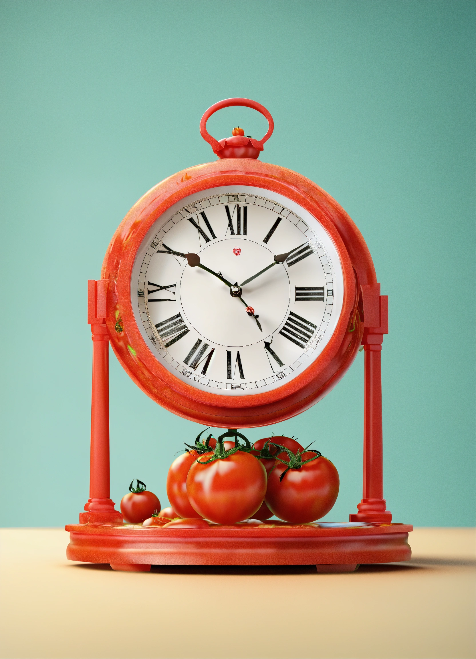Lexica - Hand with a clock, (((on the clock tomatoes instead of numbers ...