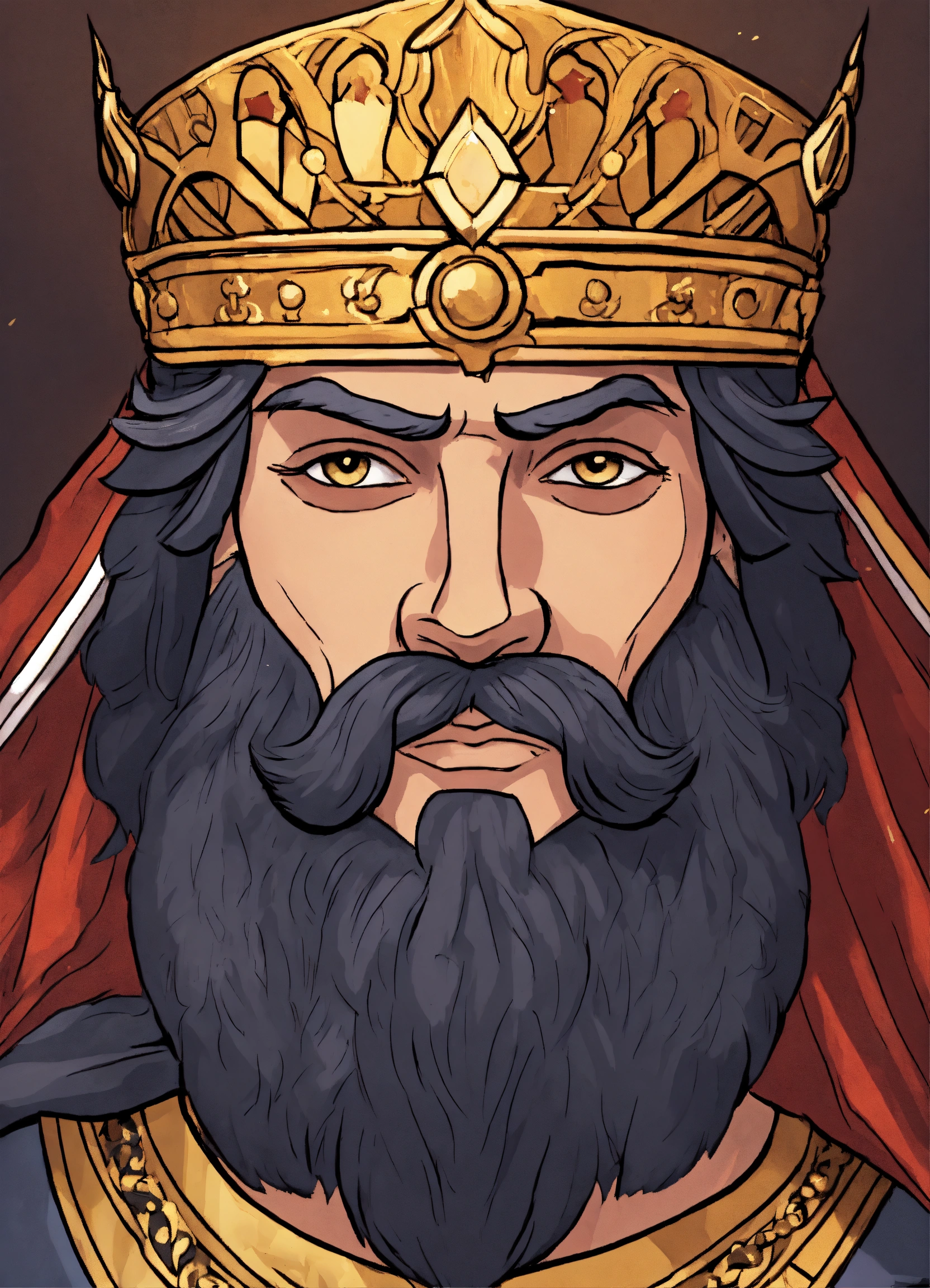 Lexica - 30 year old King solomon from the bible, 2d cartoon, face closeup