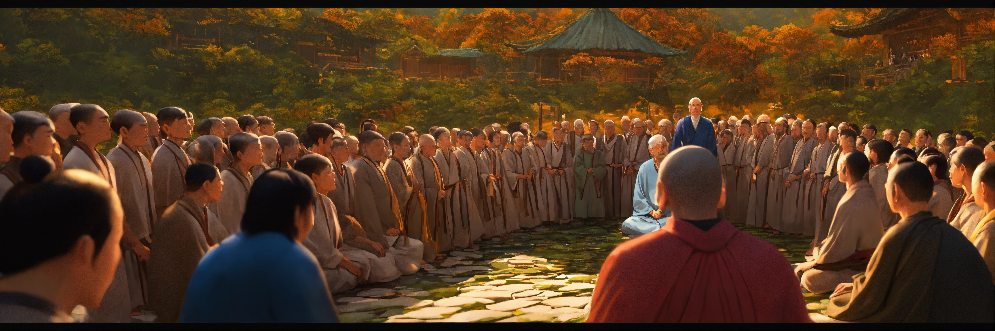 Lexica - Create an image of the Zen master preaching to a group of ...