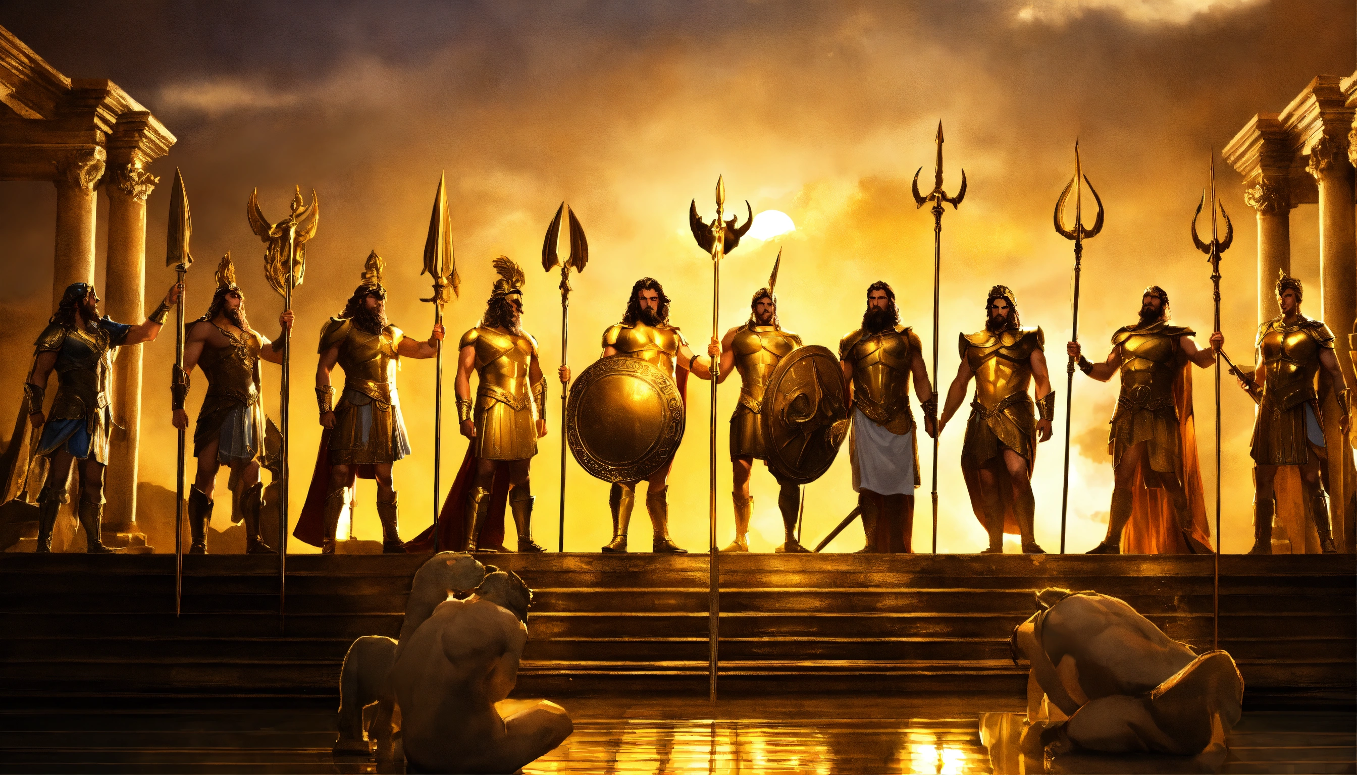 Lexica - Zeus, Poseidon, Ares, Artemis and Hermes, Golden armour ...