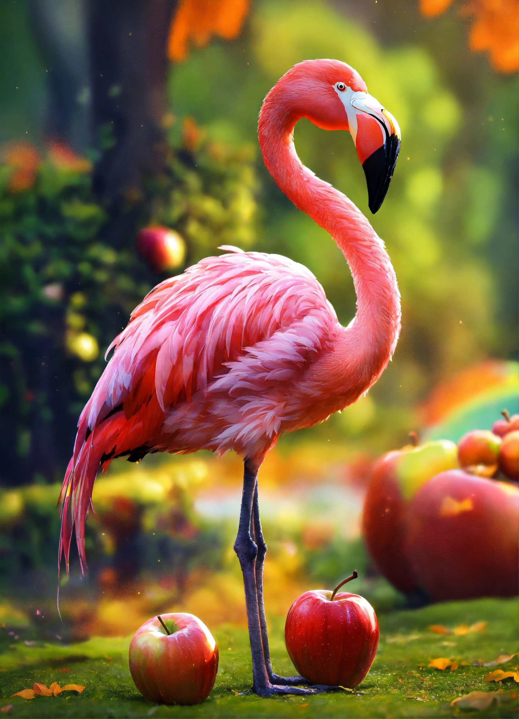 Lexica - A ‘pink flamingo in a fairy costume bobbing for apples on ...