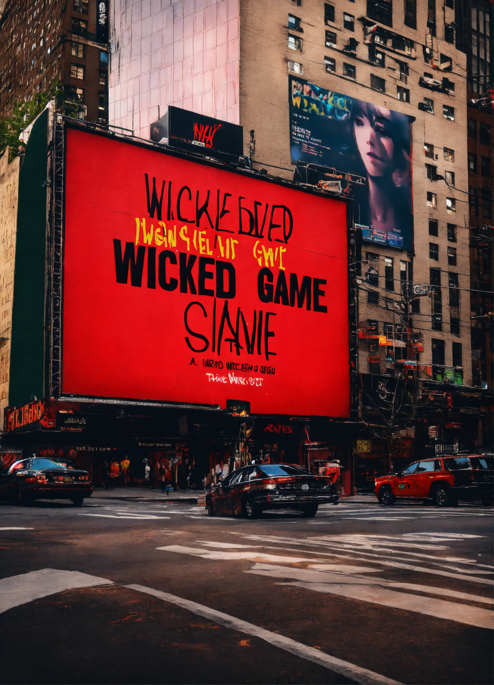 Lexica - New york a billboard of graffiti saying wicked game in red