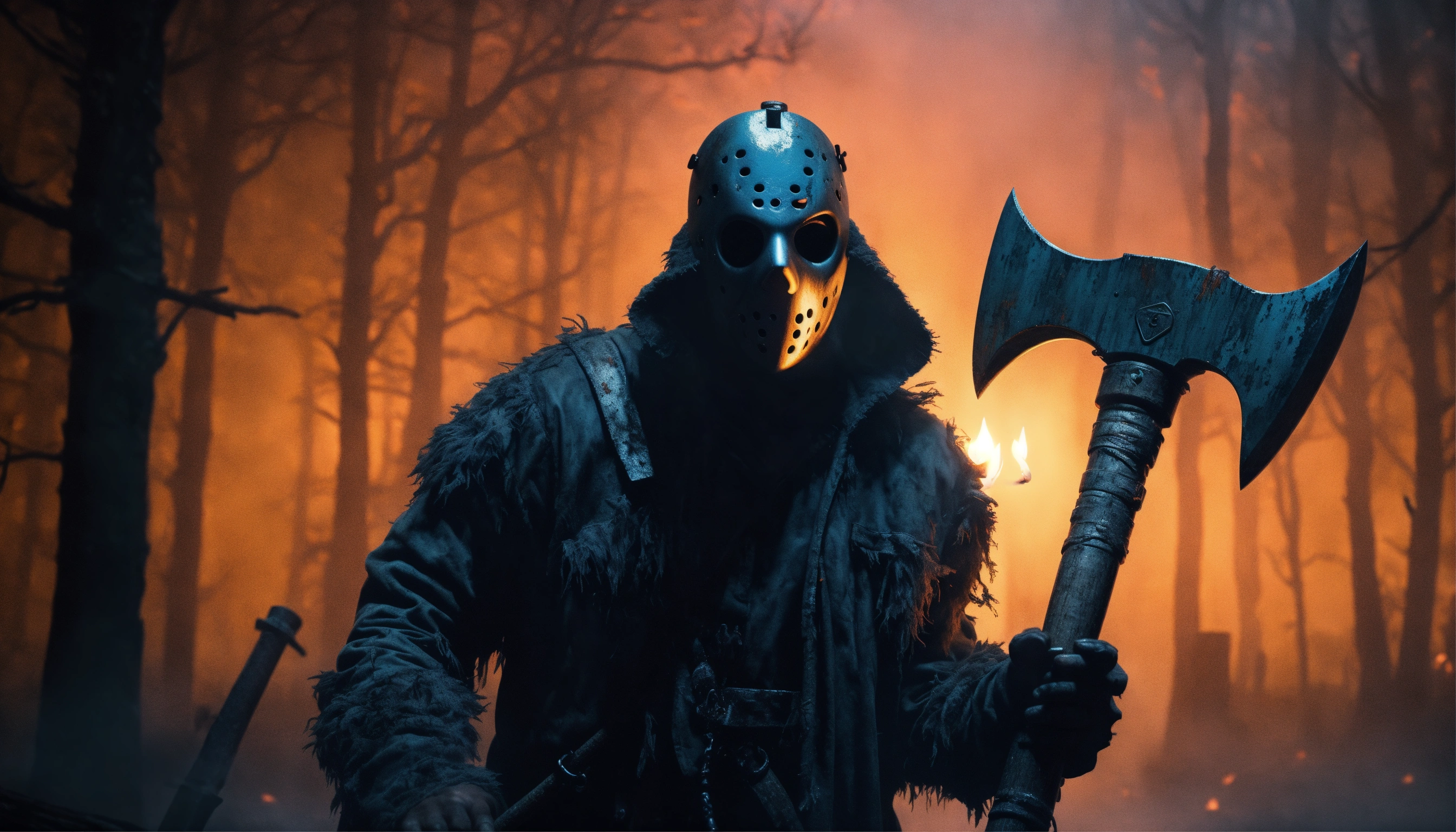 Lexica - A very scary Jason Voorhees holding a large axe, Halloween ...