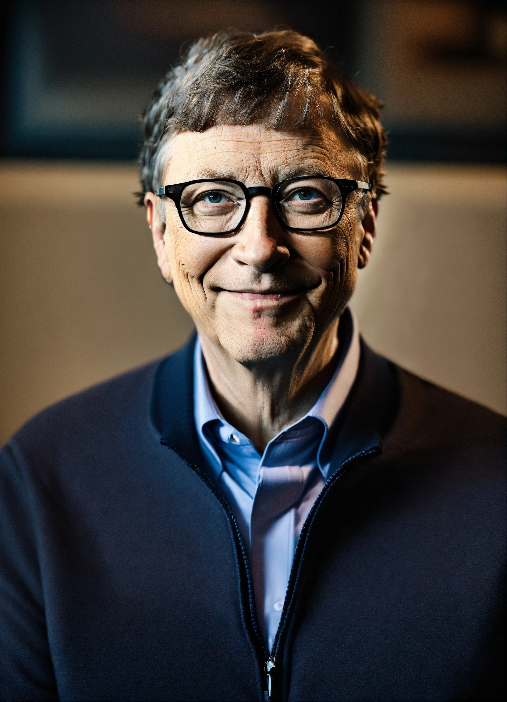 Lexica - A portrait of Bill Gates, looking at the camera, full shot