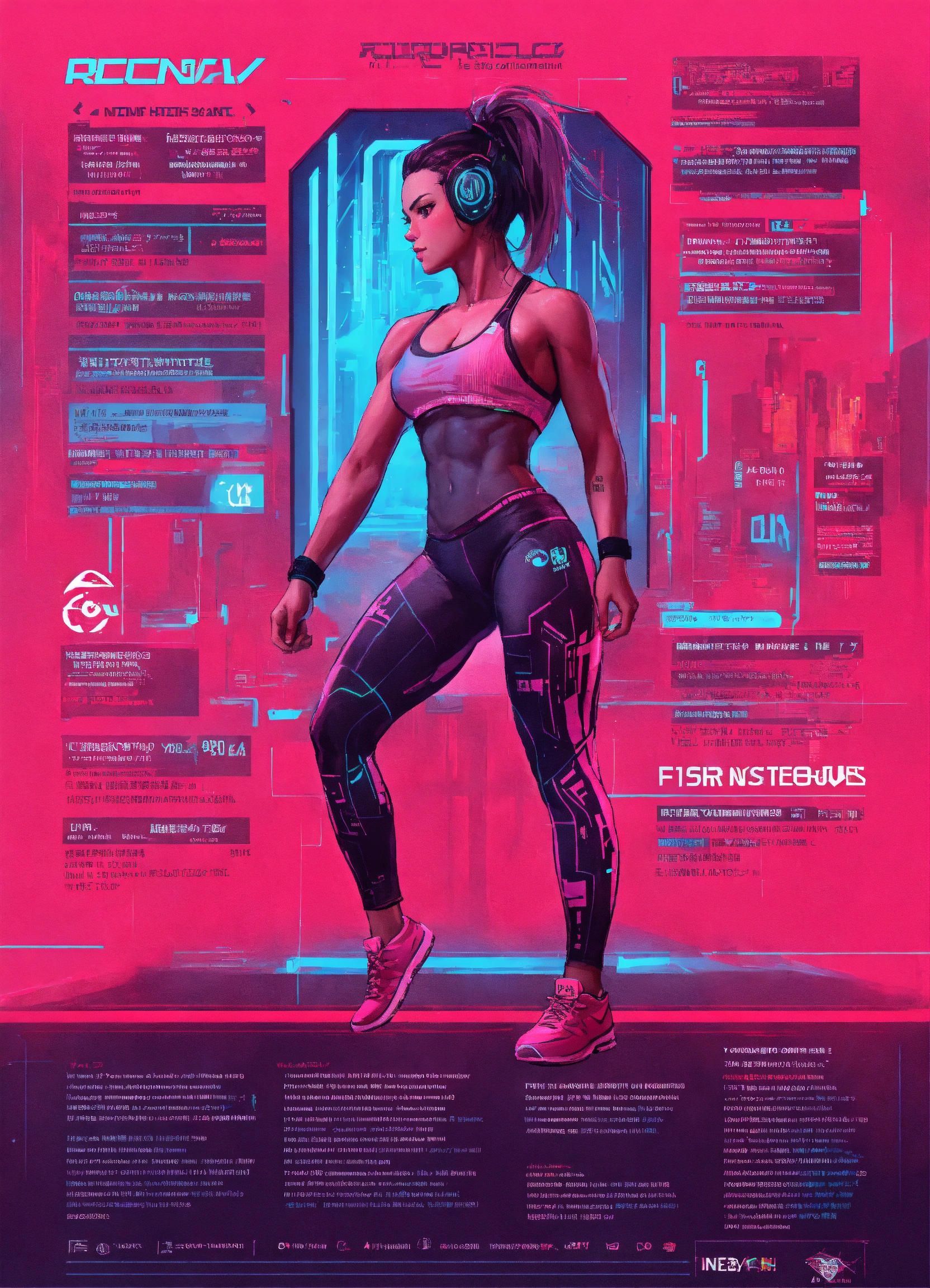 Lexica - A logo, fitness health and nutrition facts, cyberpunk art